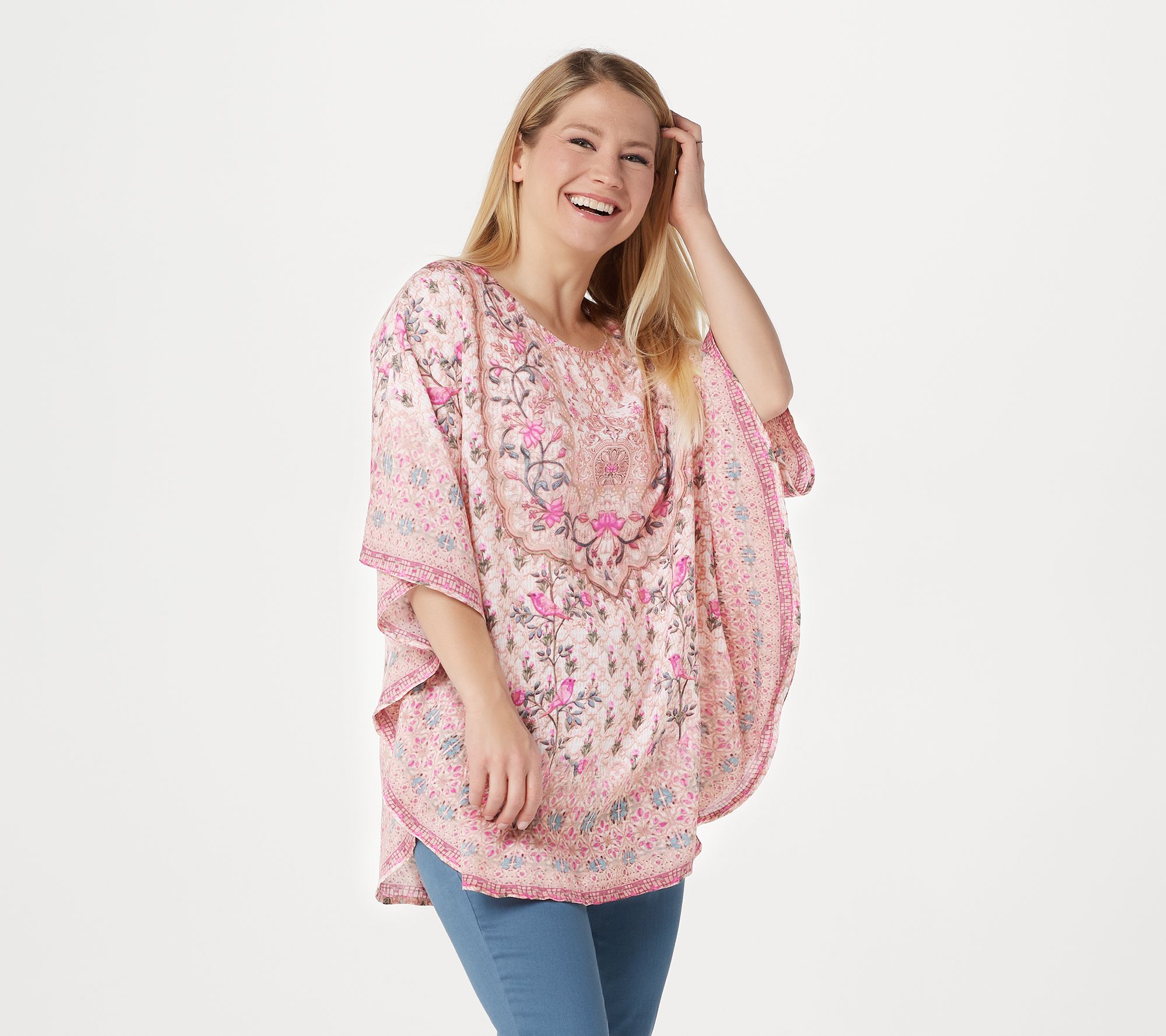 (QVC) Q2 – Tolani Collection Petite Printed Woven Caftan Tunic ...
