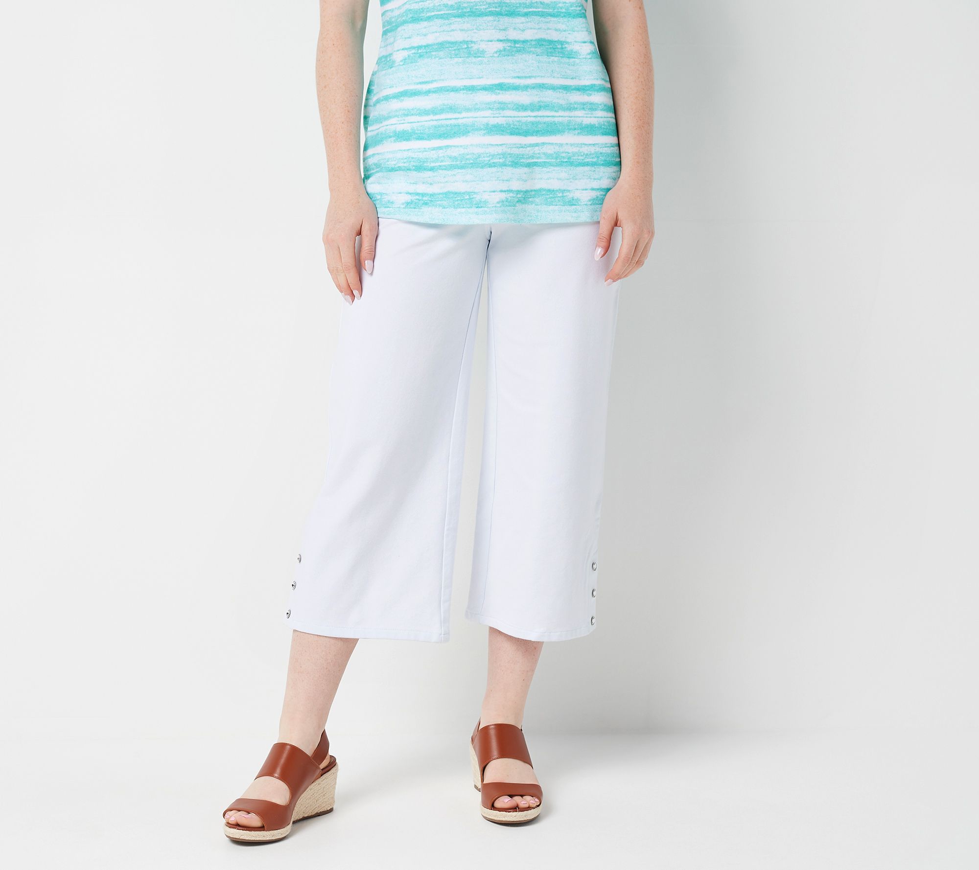 (QVC) Q2 – Quacker Factory DreamJeannes Regular Wide Leg Culotte Pants ...