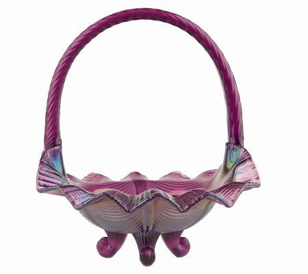 Fenton Art Glass AubergineBasket with Zipper - QVC.com