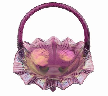 Fenton Art Glass AubergineBasket with Zipper - QVC.com