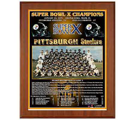 NFL Steelers Super Bowl X Champs Picture- Cherry Finish Plaque - QVC.com