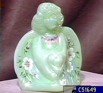 Fenton Art Glass Sea Green Satin Guardian Angel - QVC.com