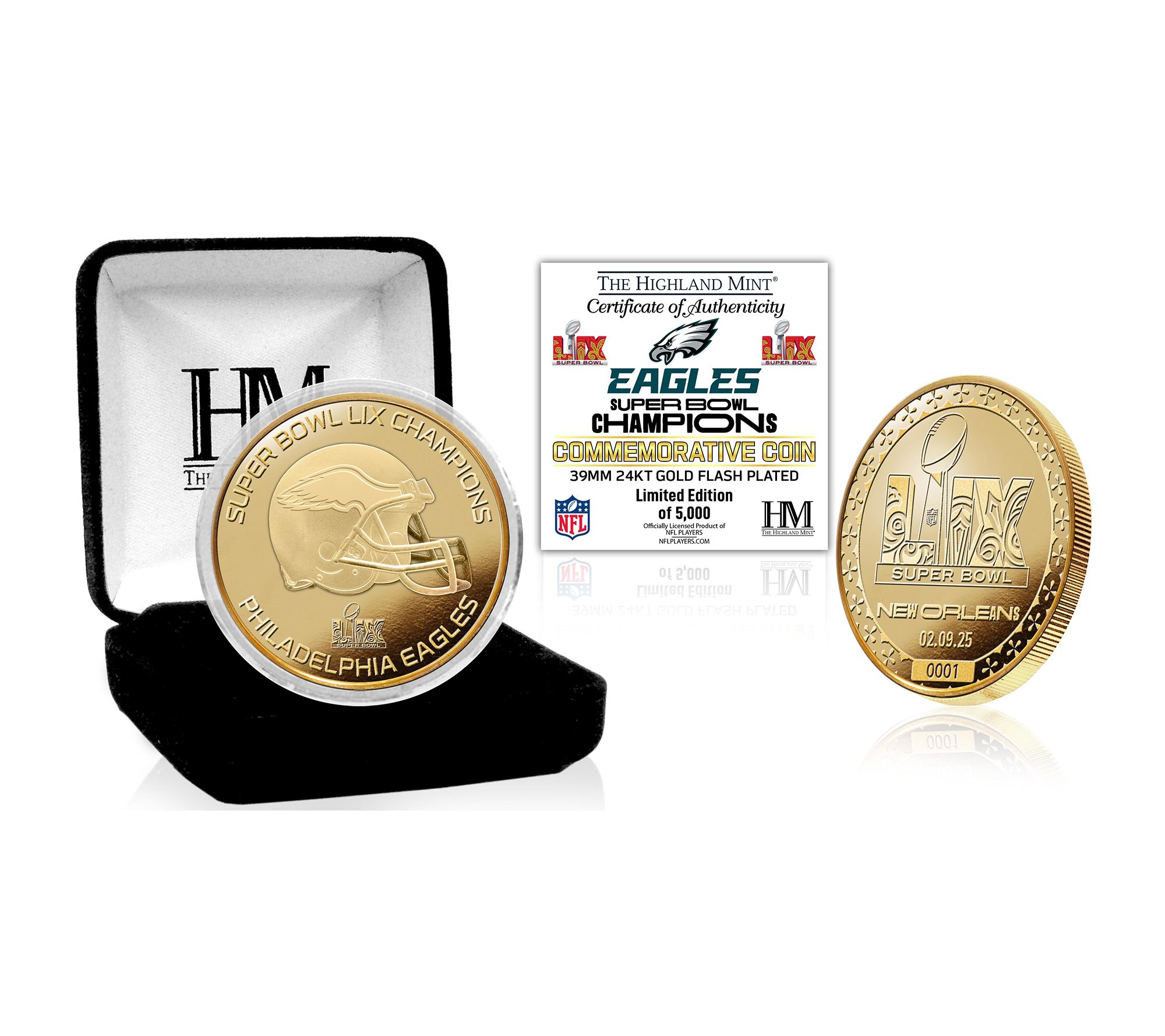 Highland Mint Eagles Super Bowl LIX Champions Gold Mint Coin - QVC.com