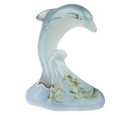 FentonArtGlass White Satin 4" Dolphin Figurine - QVC.com