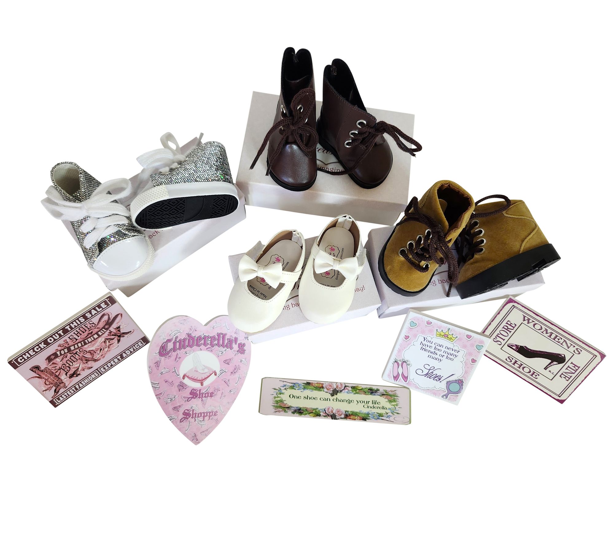 Queen's Treasures 18" Doll Shoe Collection & Shoe Shop Signs - QVC.com