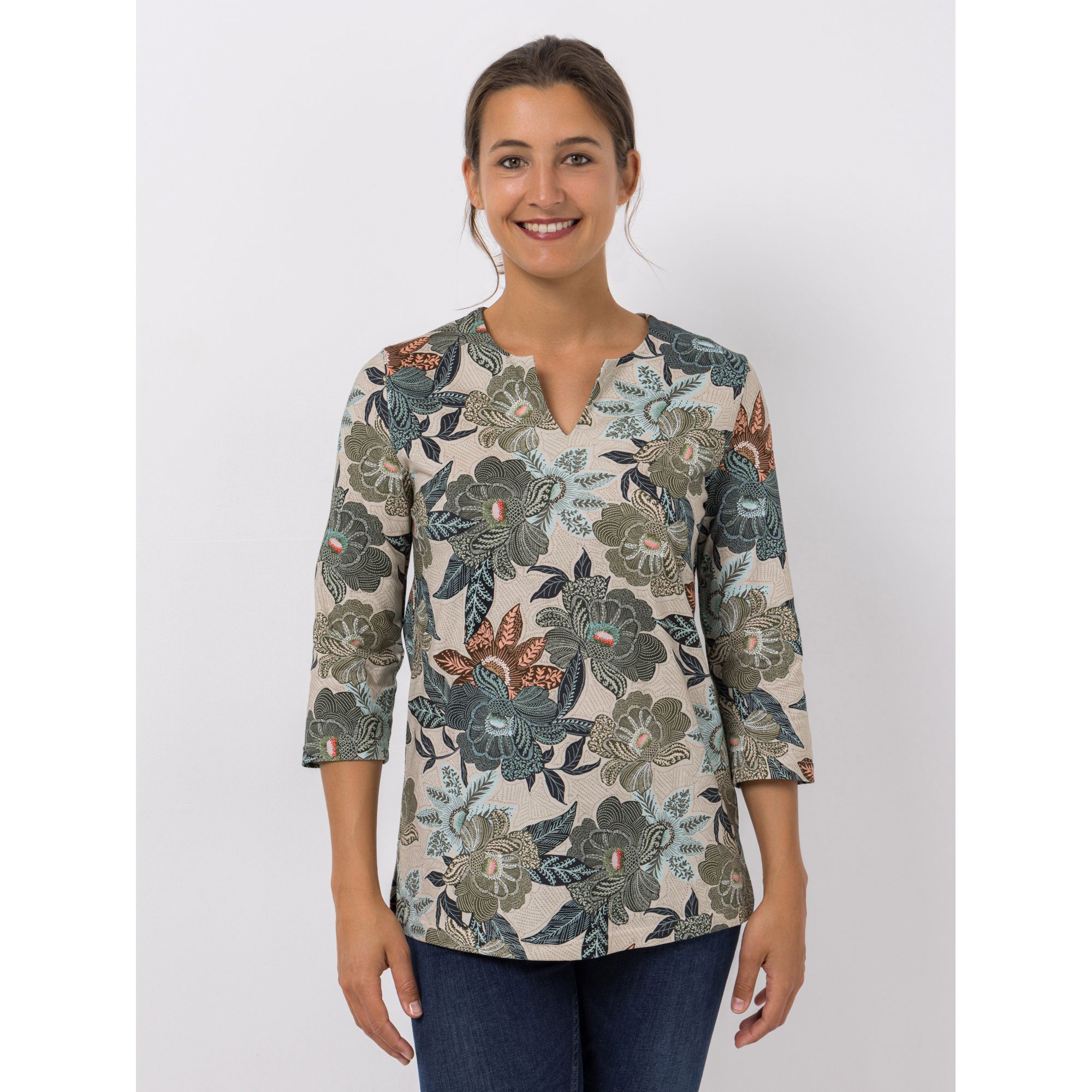 Green Cotton by Peter Hahn Shirt 3/4 Arm Style Erika Seitenschlitze ...
