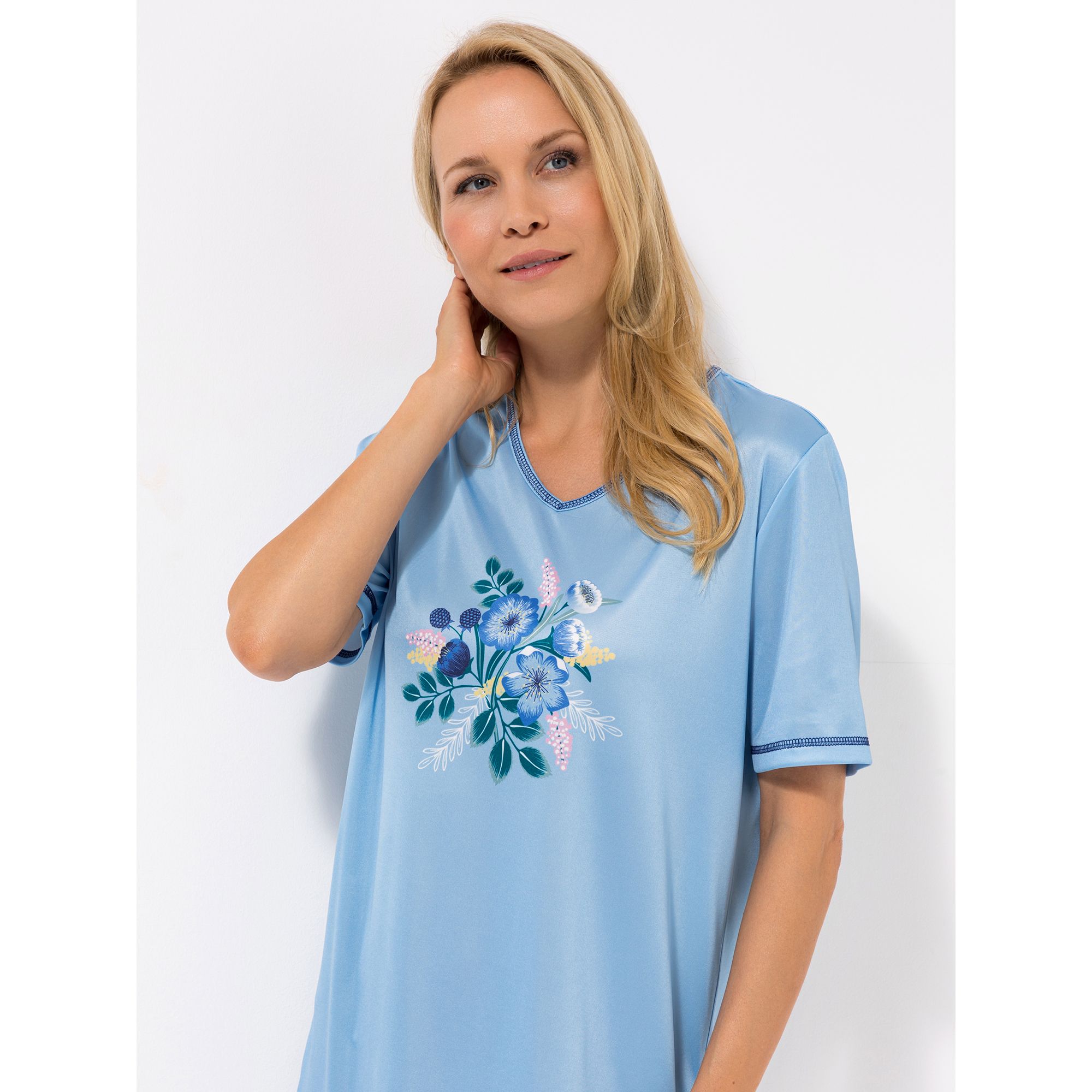 LITTLE ROSE 2 Bigshirts, 1/2-Arm Mikrofaser 1x Allover-Druck 1x ...