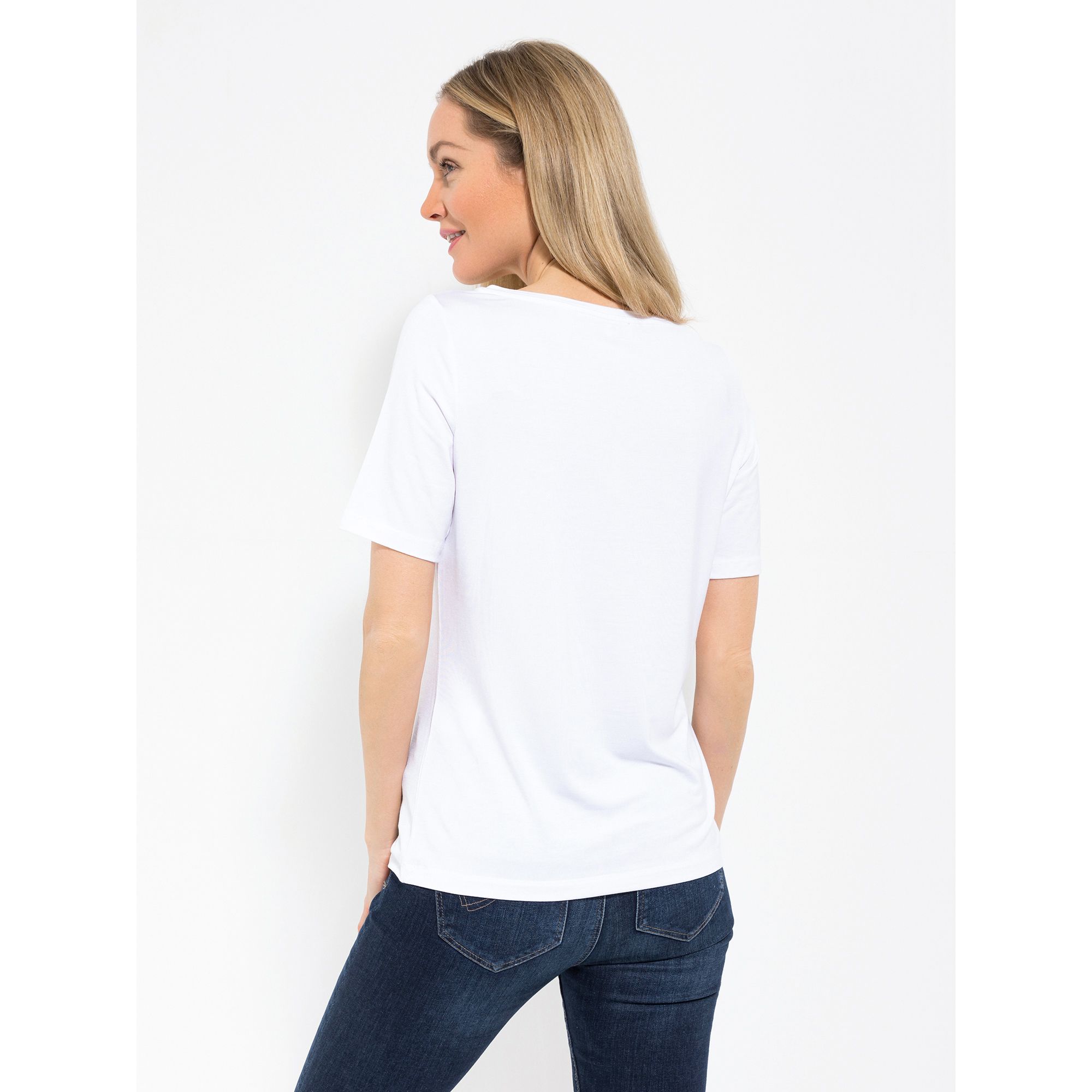 VIA MILANO Shirt, 1/2-Arm U-Boot Ausschnitt mit ECOVERO Viskose ...