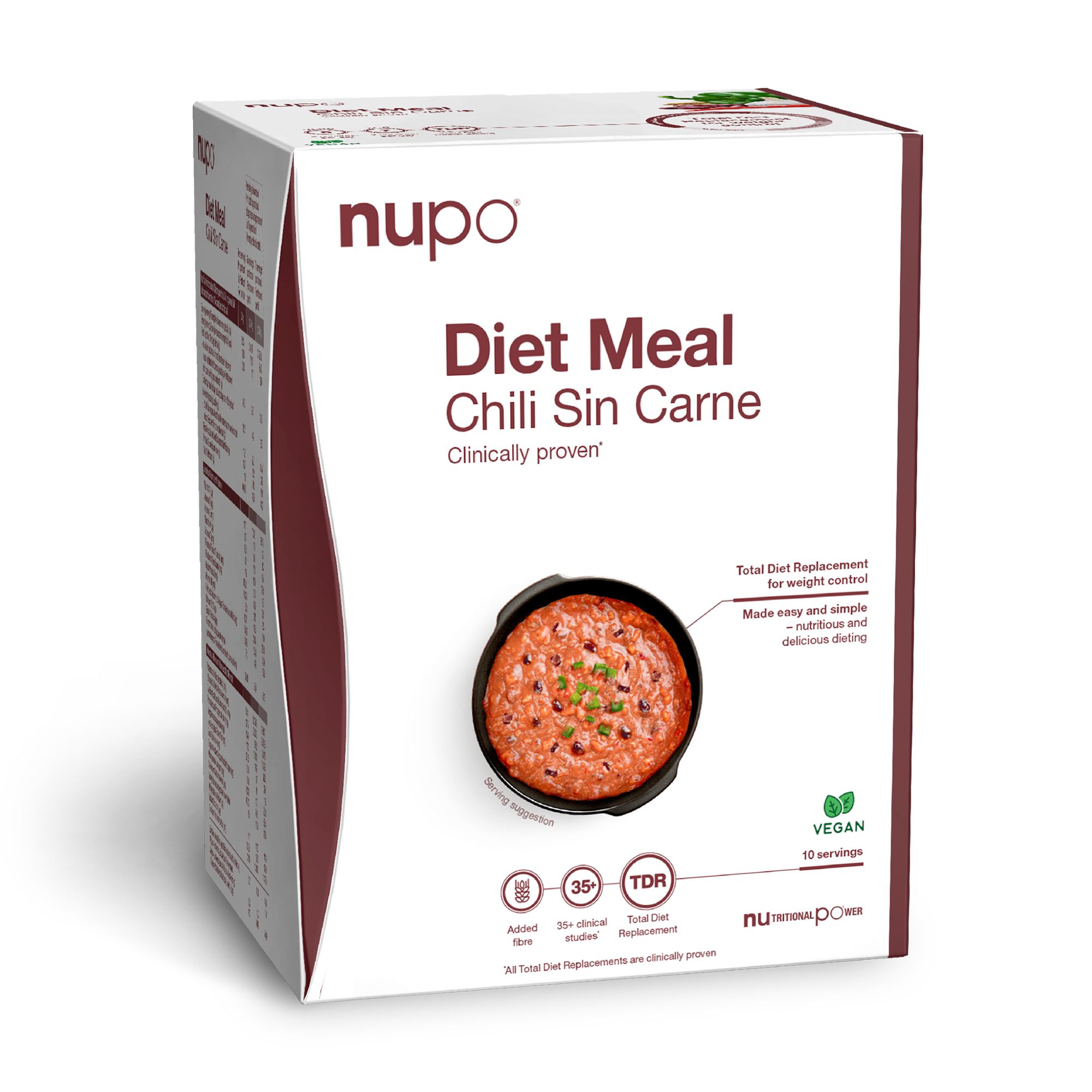 nupo® Single Box Meal Diet Meal Chili sin Carne, vegan 10 Portionen ...