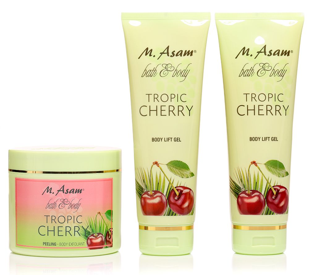 M.ASAM® Tropic Cherry Körperpeeling 600g & Body Lift Gel 2x 250ml - QVC.de