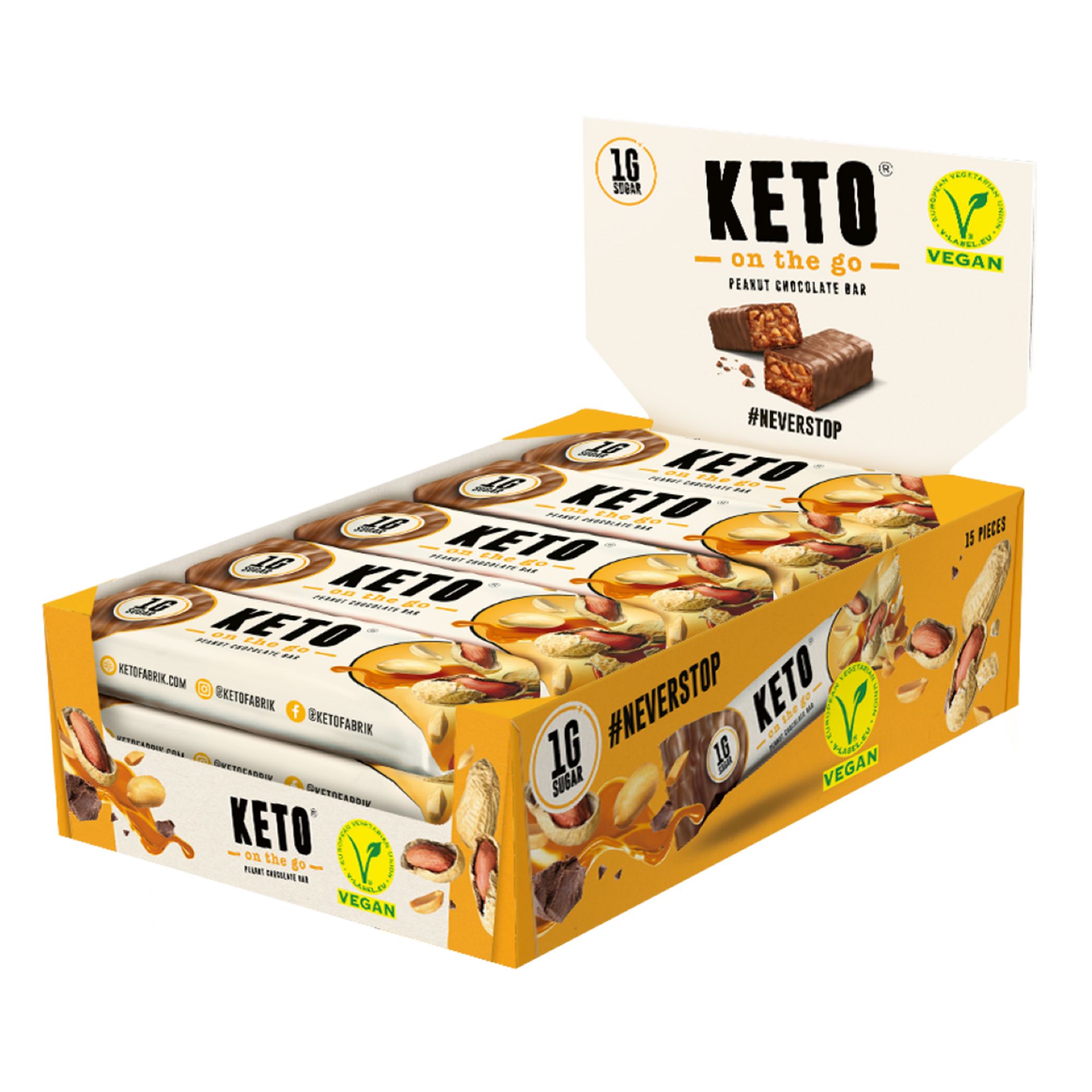 KETOFABRIK Ketoriegel mit Vollmilchschokolade und Erdnüssen 15 Riegel - QVC.de