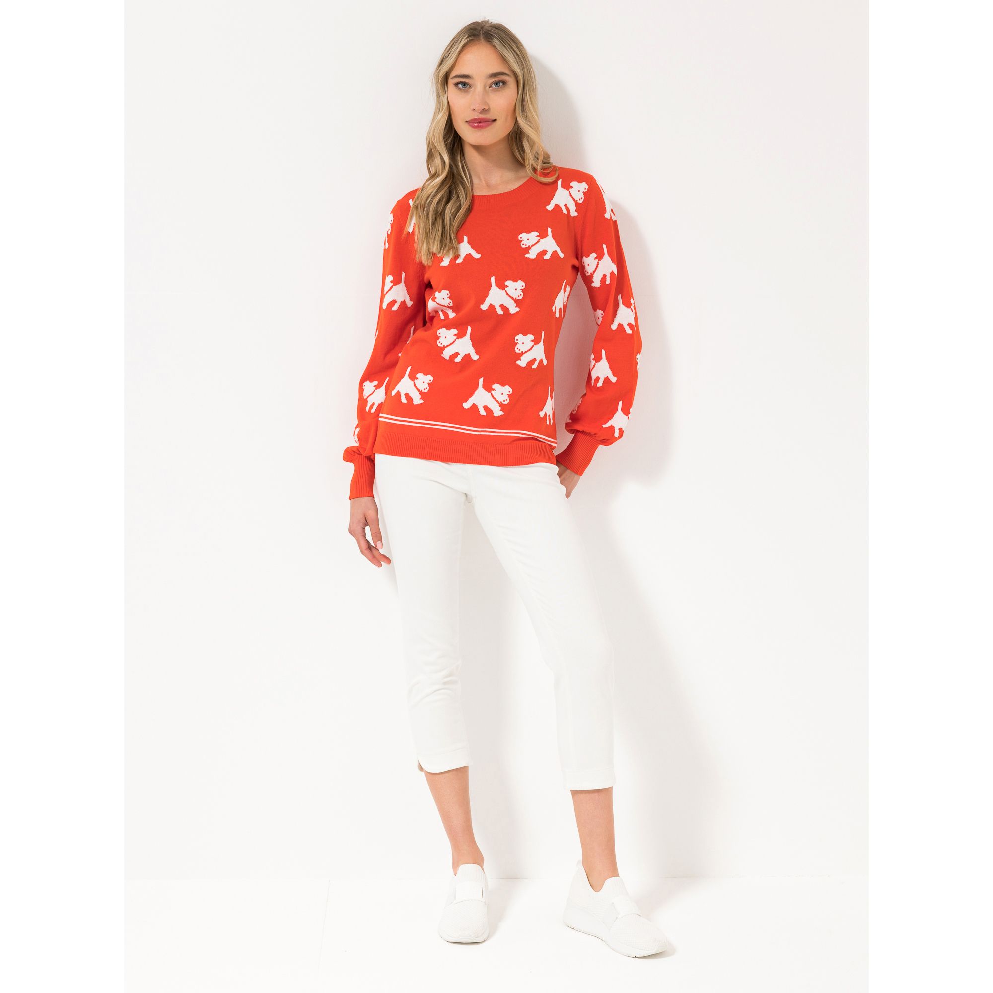 STRANDFEIN Pullover Rundhalsausschnitt Jackie-Intarsie figurumspielend ...