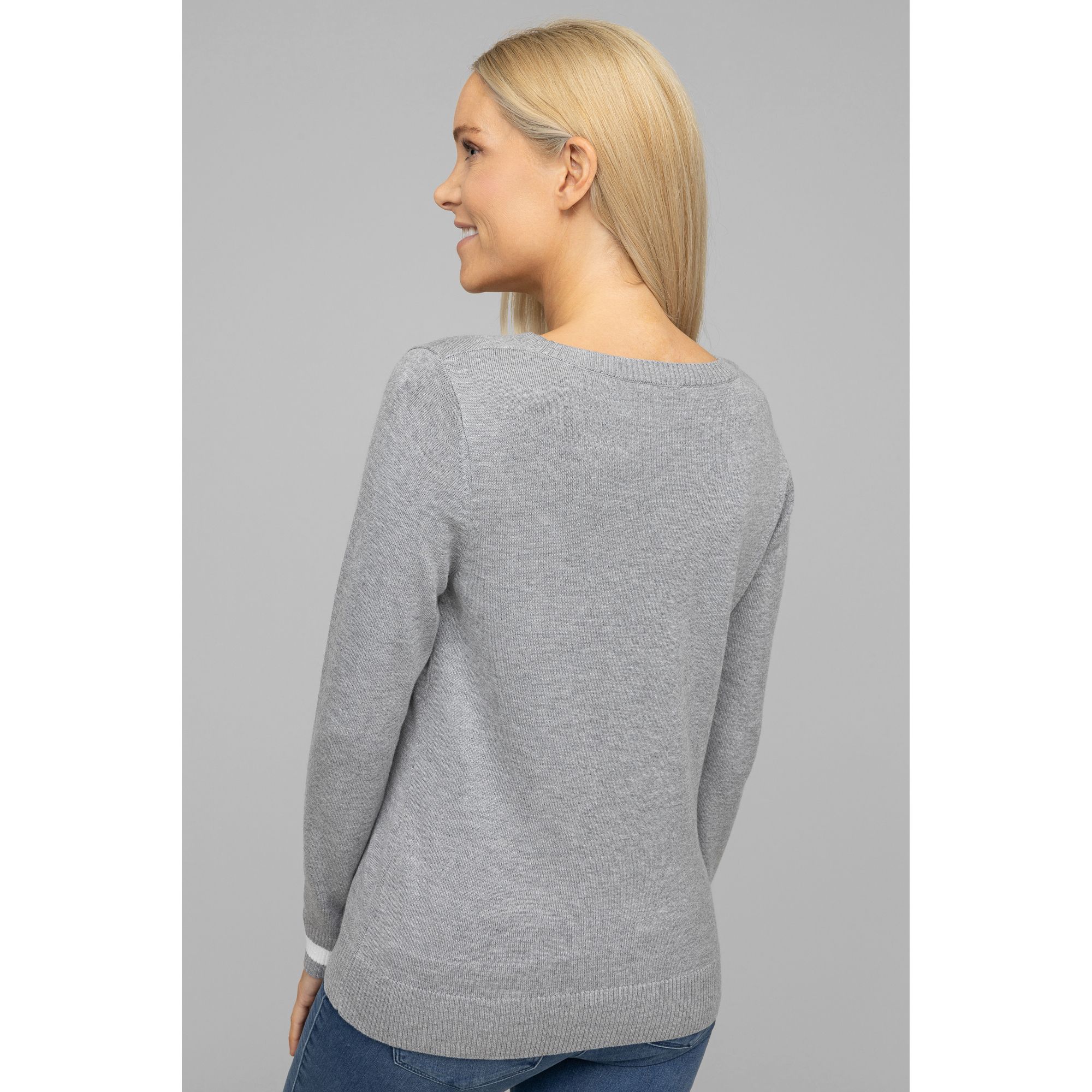 STRANDFEIN Pullover Rundhalsausschnitt Jackie Intarsie figurumspielend ...