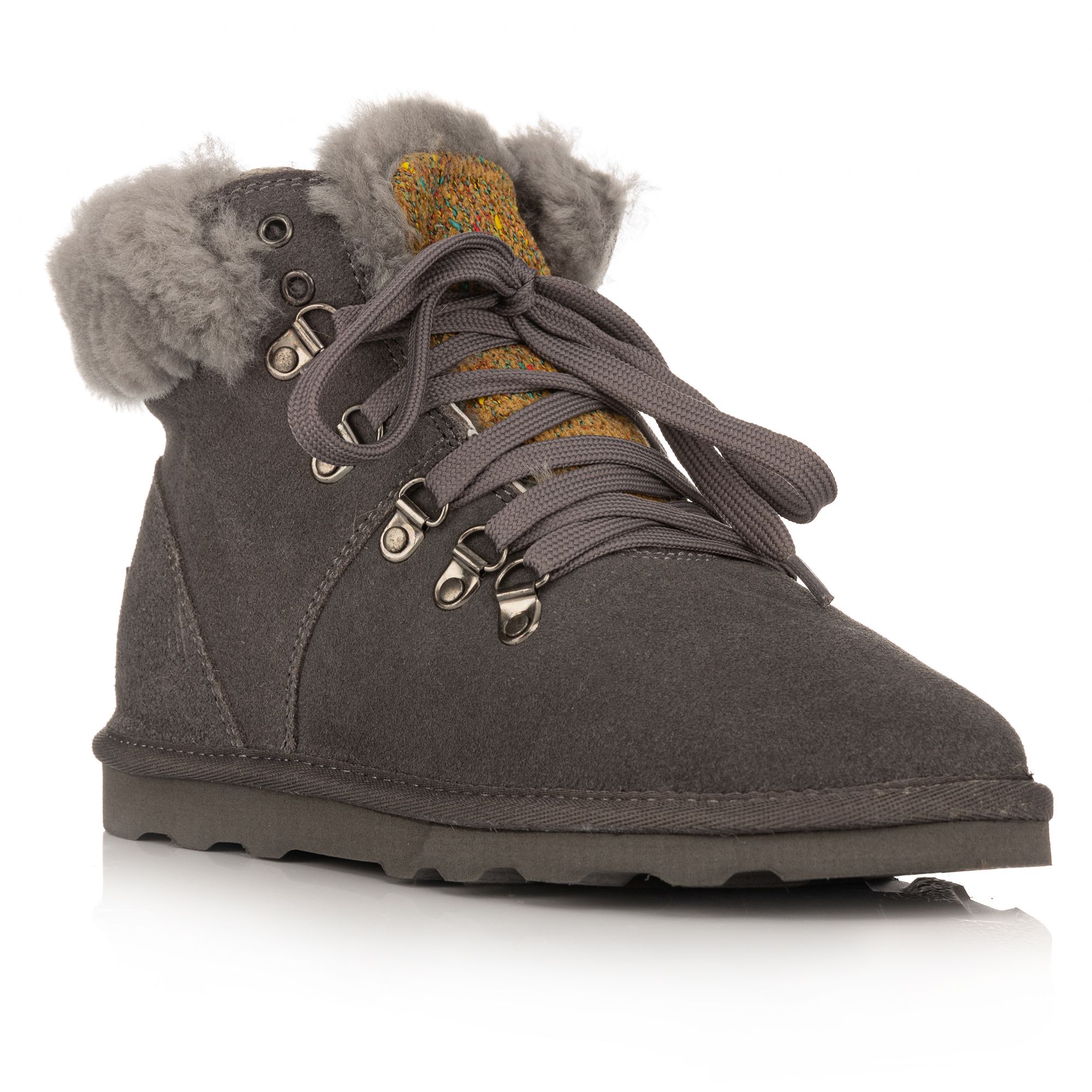 BONOVA Damen-Boots Velourleder Lammfell-Kragen Schnürung - QVC.de