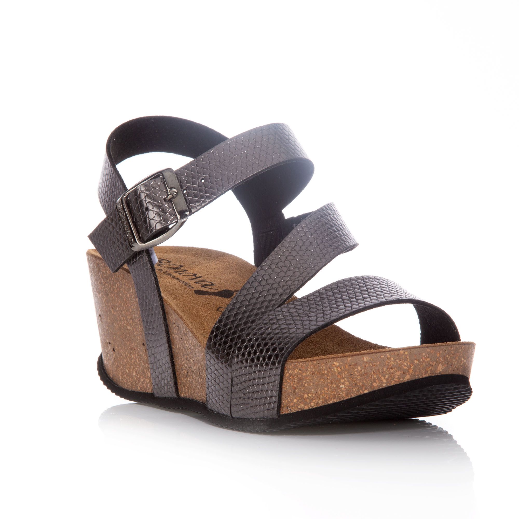 BONOVA Sandalette 1 Schnalle Materialmix Keilabsatz - QVC.de