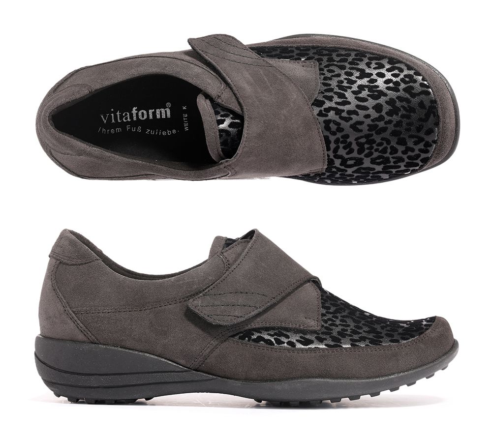 VITAFORM Damenhalbschuh Veloursleder Leo-Optik K-Weite - QVC.de