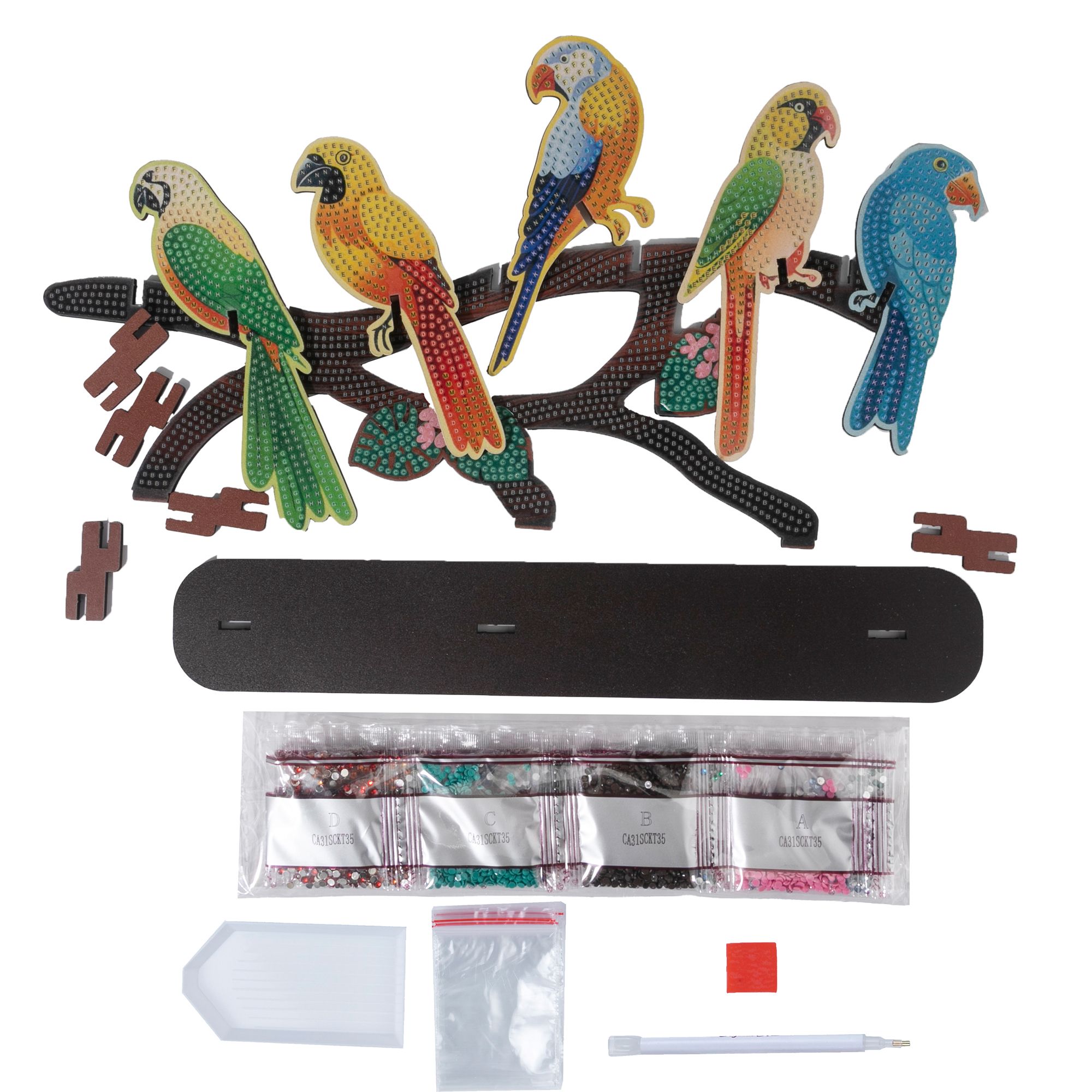 CRAFT BUDDY™ Diamond Painting-Set Vögel auf Zweig ca. 35x5x17cm 6tlg ...