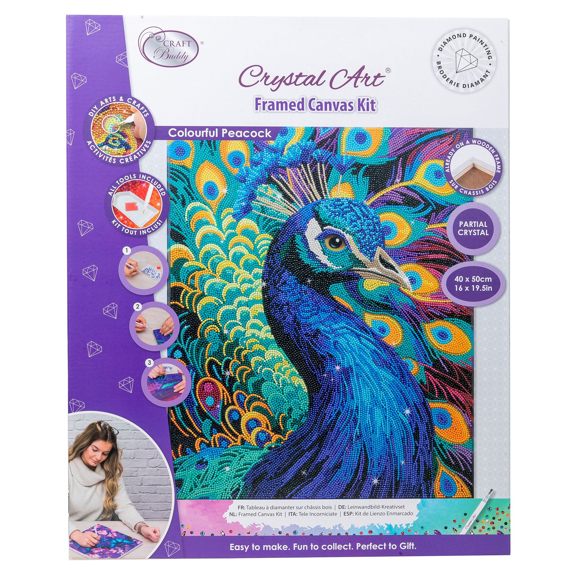 CRAFT BUDDY™ Diamond Painting-Set Bild 40x50cm Pfau 5tlg. - QVC.de