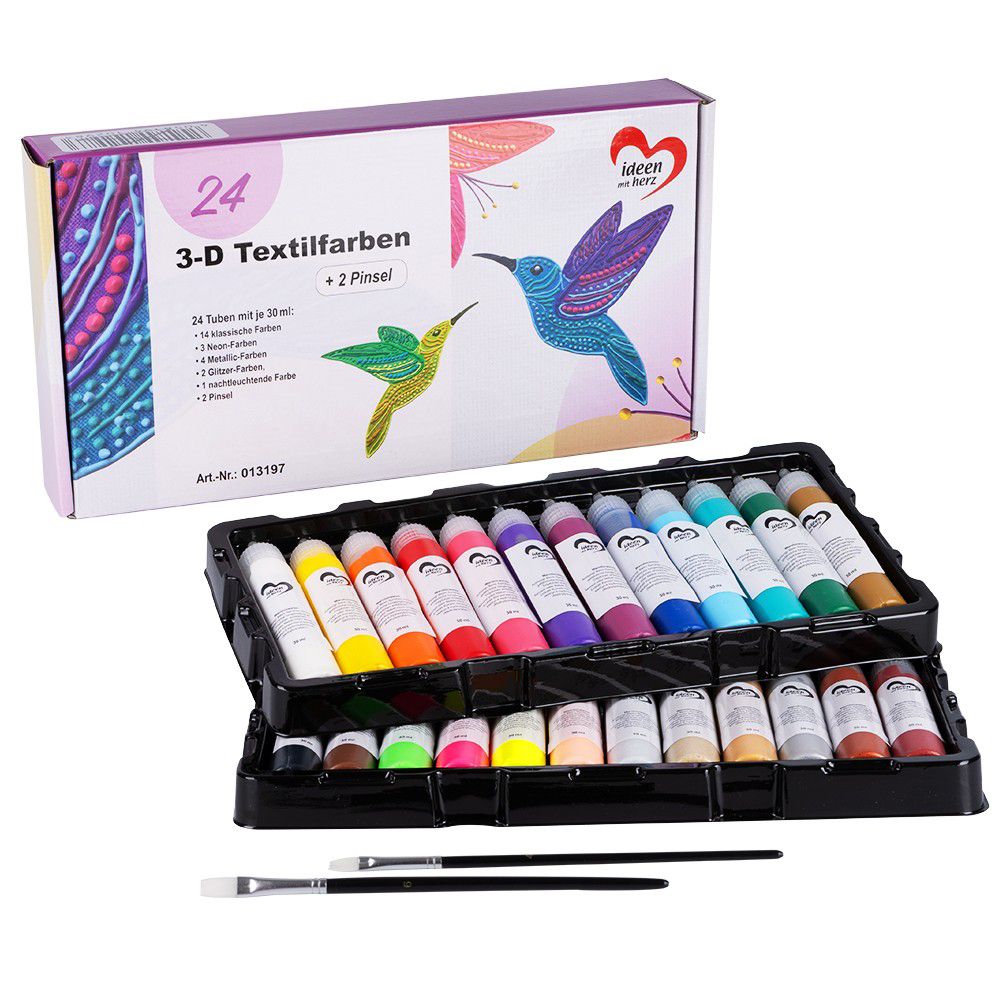 KARIN JITTENMEIER Textildesign-Set Textilfarben & Hot-Fix Steine 31tlg ...