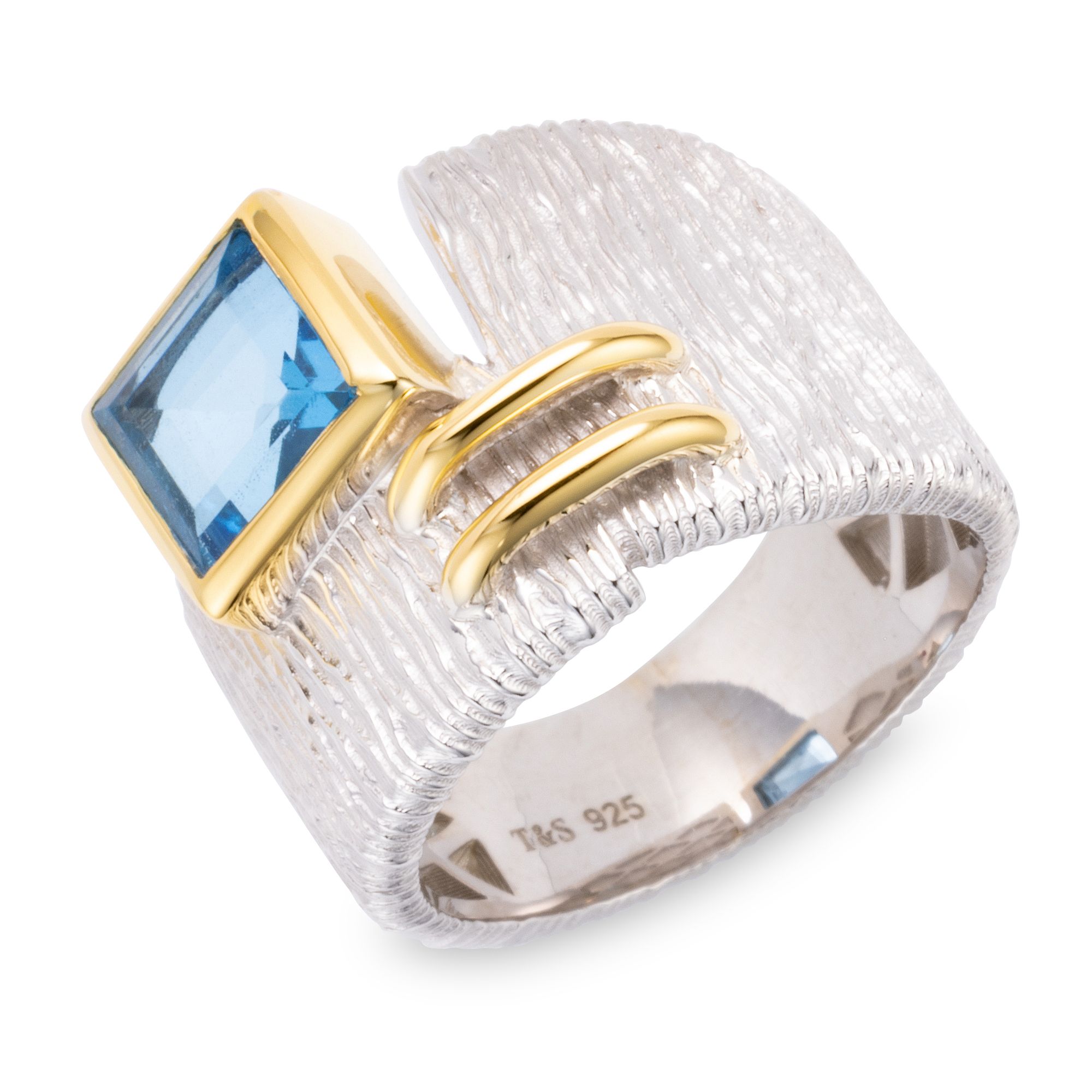 THOMAS & SOHN beh. Quarz-Doublette Ring Carreeschliff Silber ...