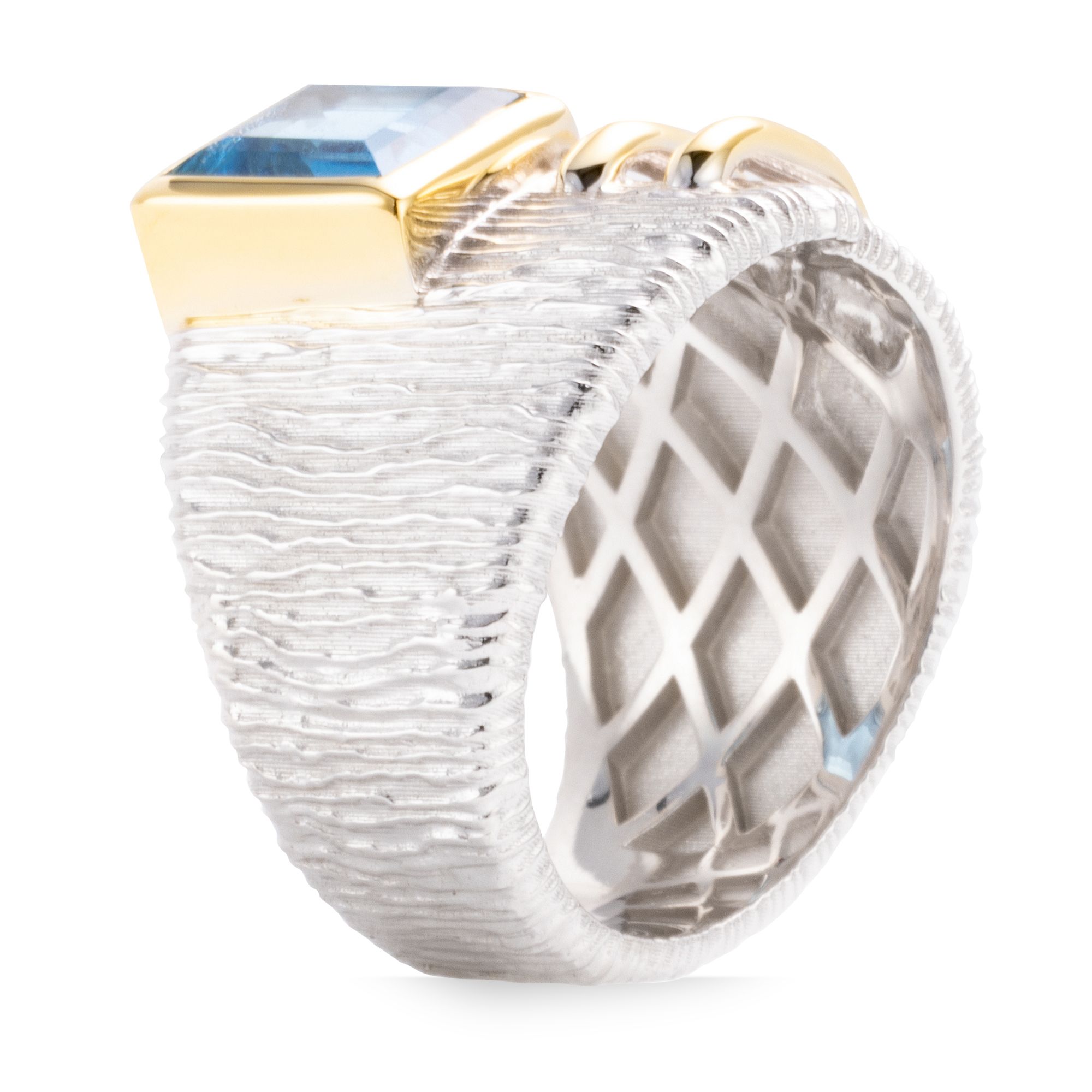 THOMAS & SOHN beh. Quarz-Doublette Ring Carreeschliff Silber ...