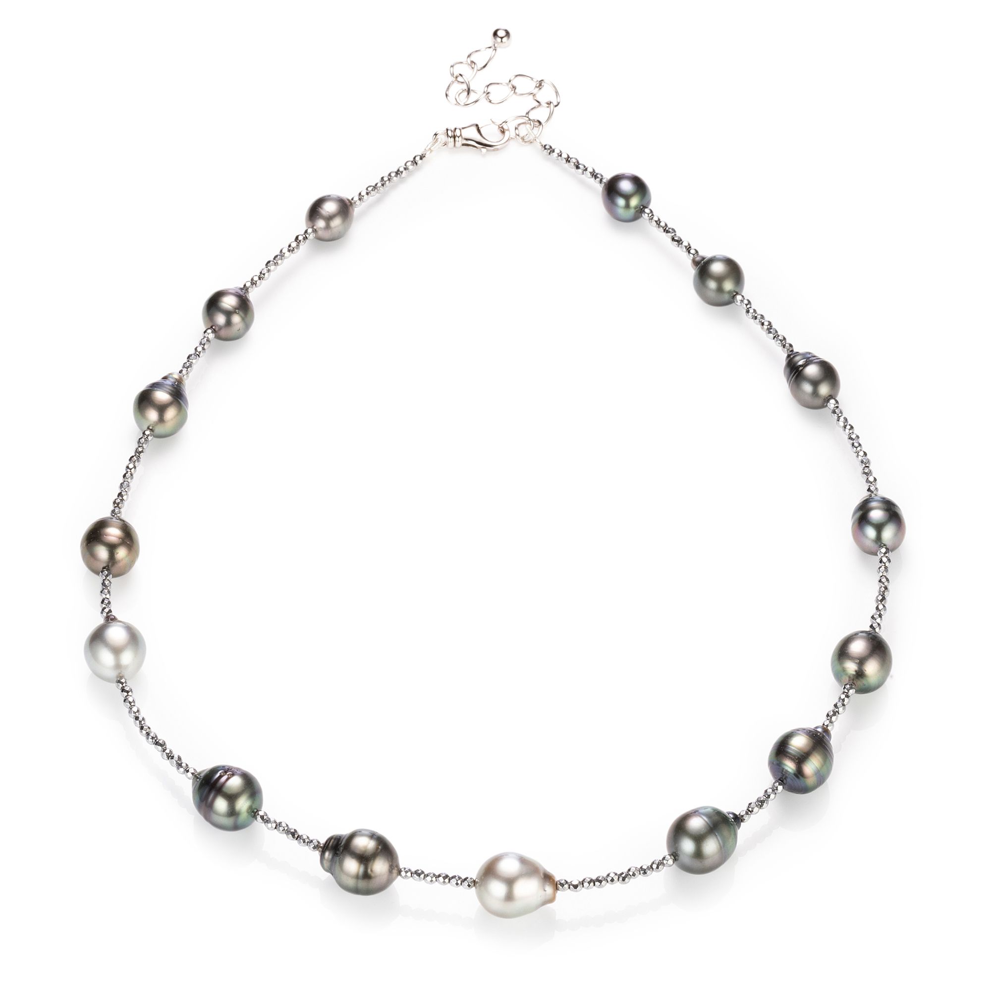 PERLEA Collier Tahitizuchtperlen Hämatit Silber rhodiniert - QVC.de