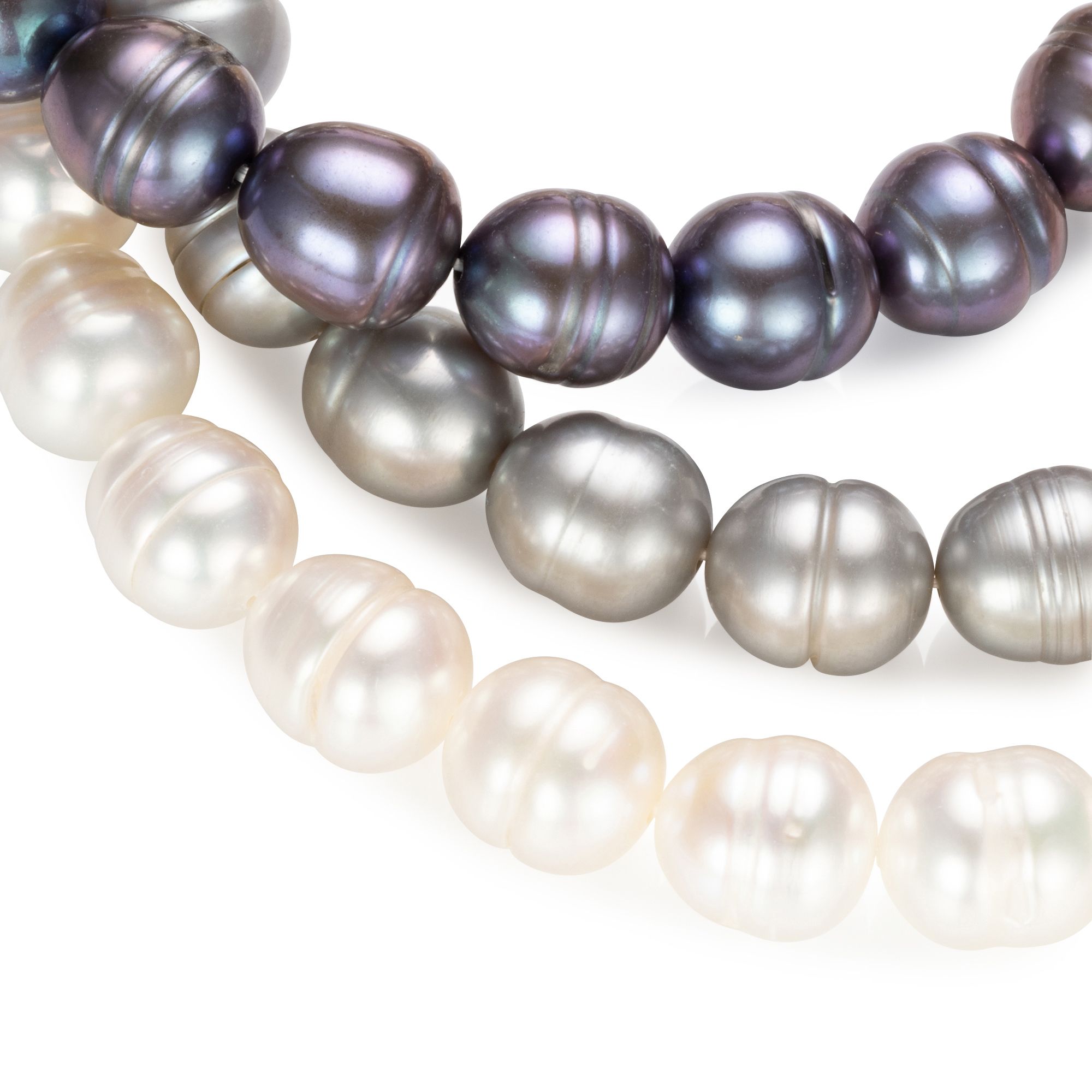 PERLEA 3tlg. Armbandset Süßwasserzucht- perlen 8-9mm flexibel - QVC.de