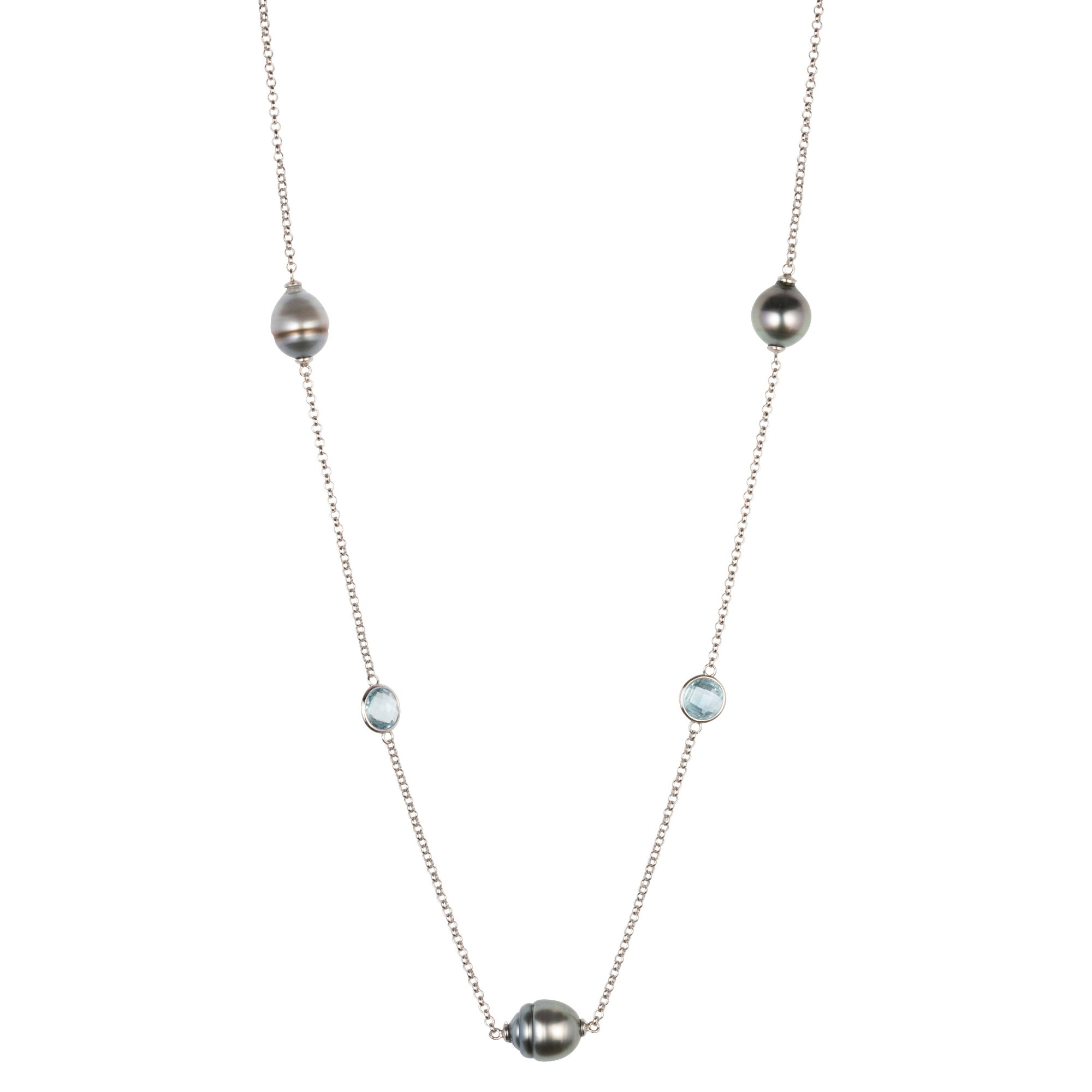 PERLEA Collier Tahitizuchtperlen teilw.beh. Edelsteine Silber ...