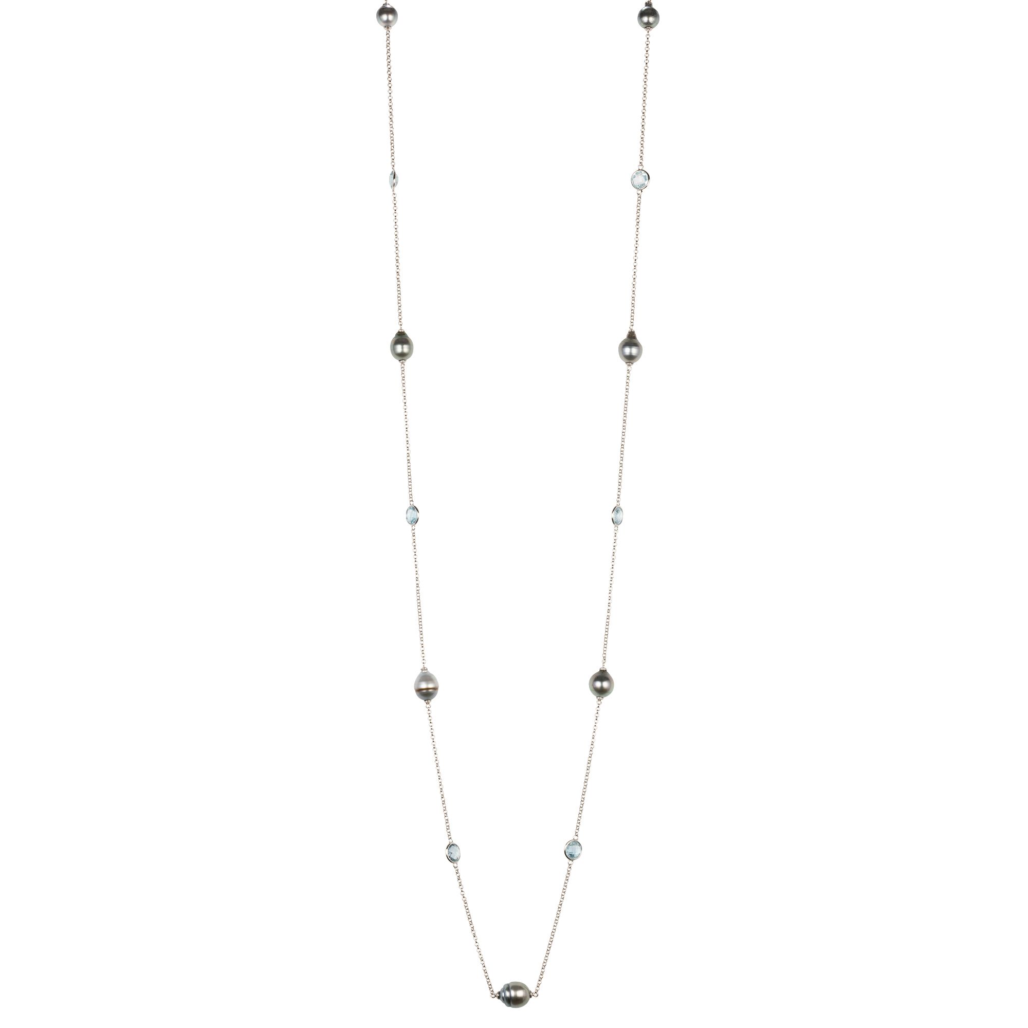 PERLEA Collier Tahitizuchtperlen teilw.beh. Edelsteine Silber ...