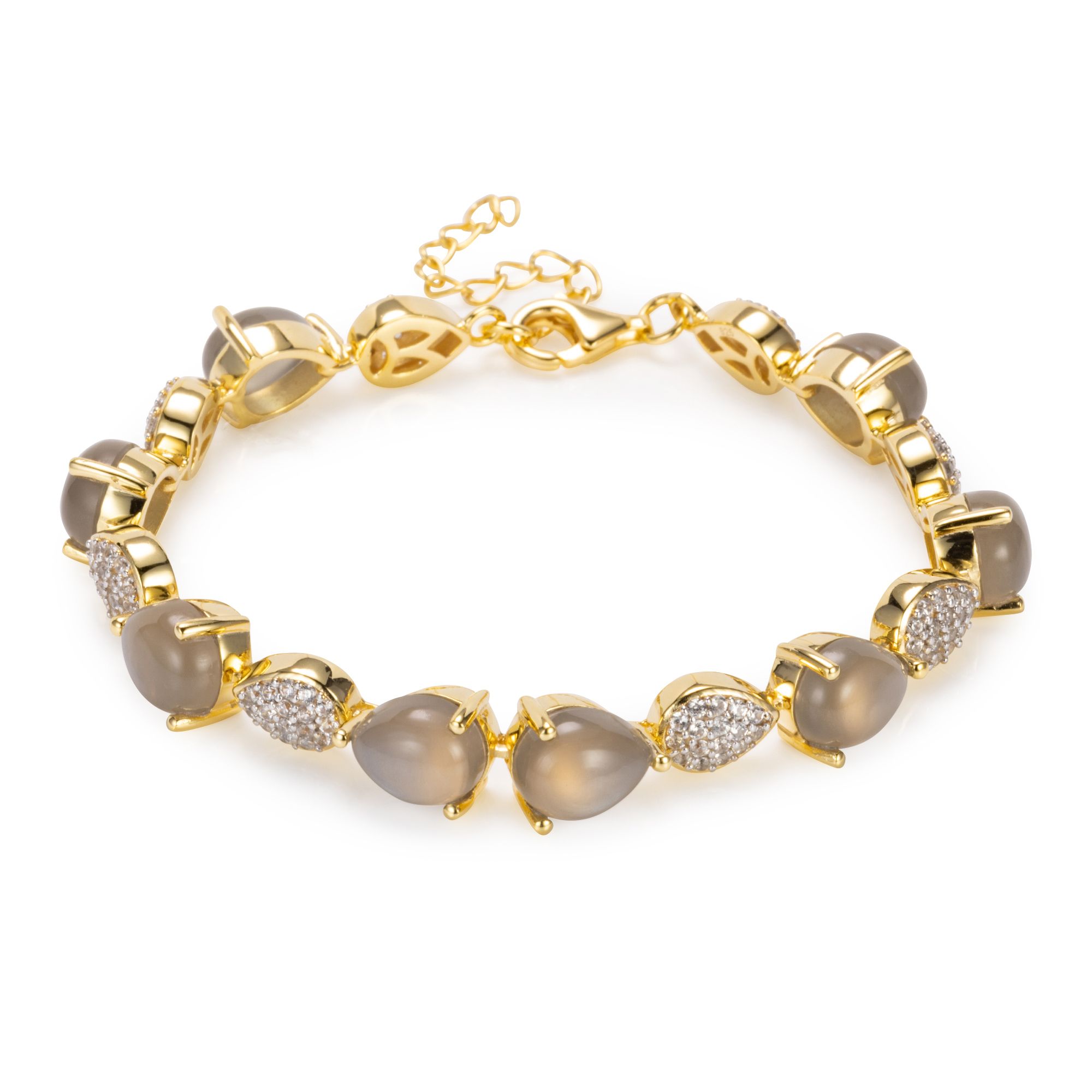 ROYELLE Armband Mondstein ca.19,20ct Zirkon ca.2,56ct Silber 925 - QVC.de