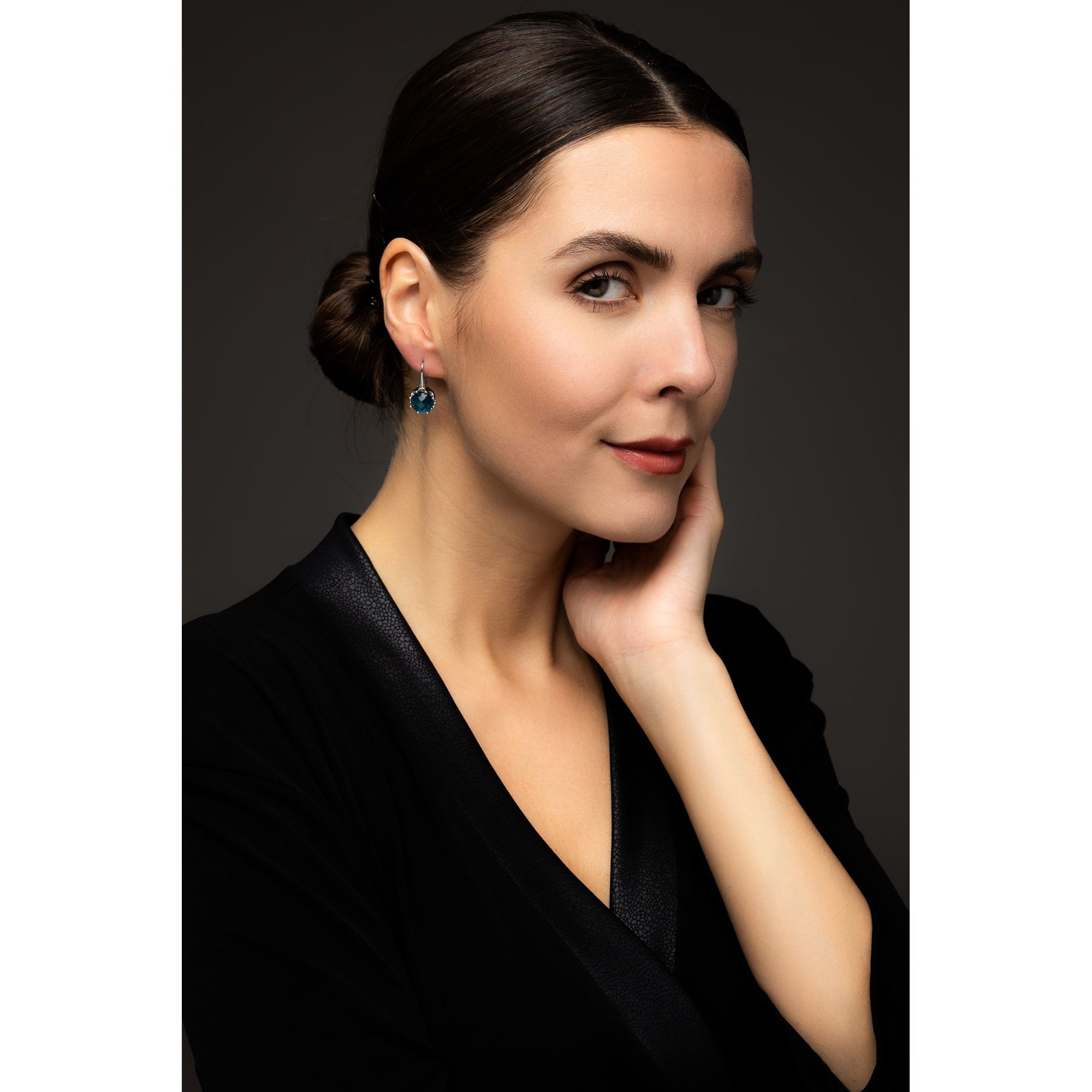 THOMAS & SOHN beh. Quarz ca.7,00ct Ohrbouton Checkerboard Silber 925 ...