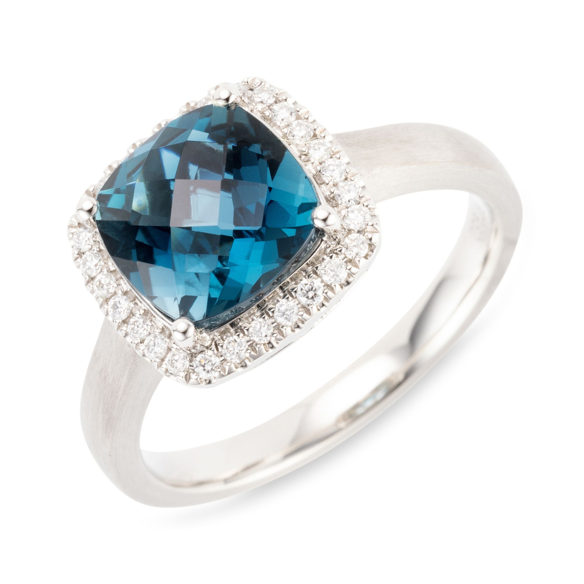 PLATINITY Entourage-Ring beh. Blautopas 3,00ct 28 Brillanten 0,15ct ...