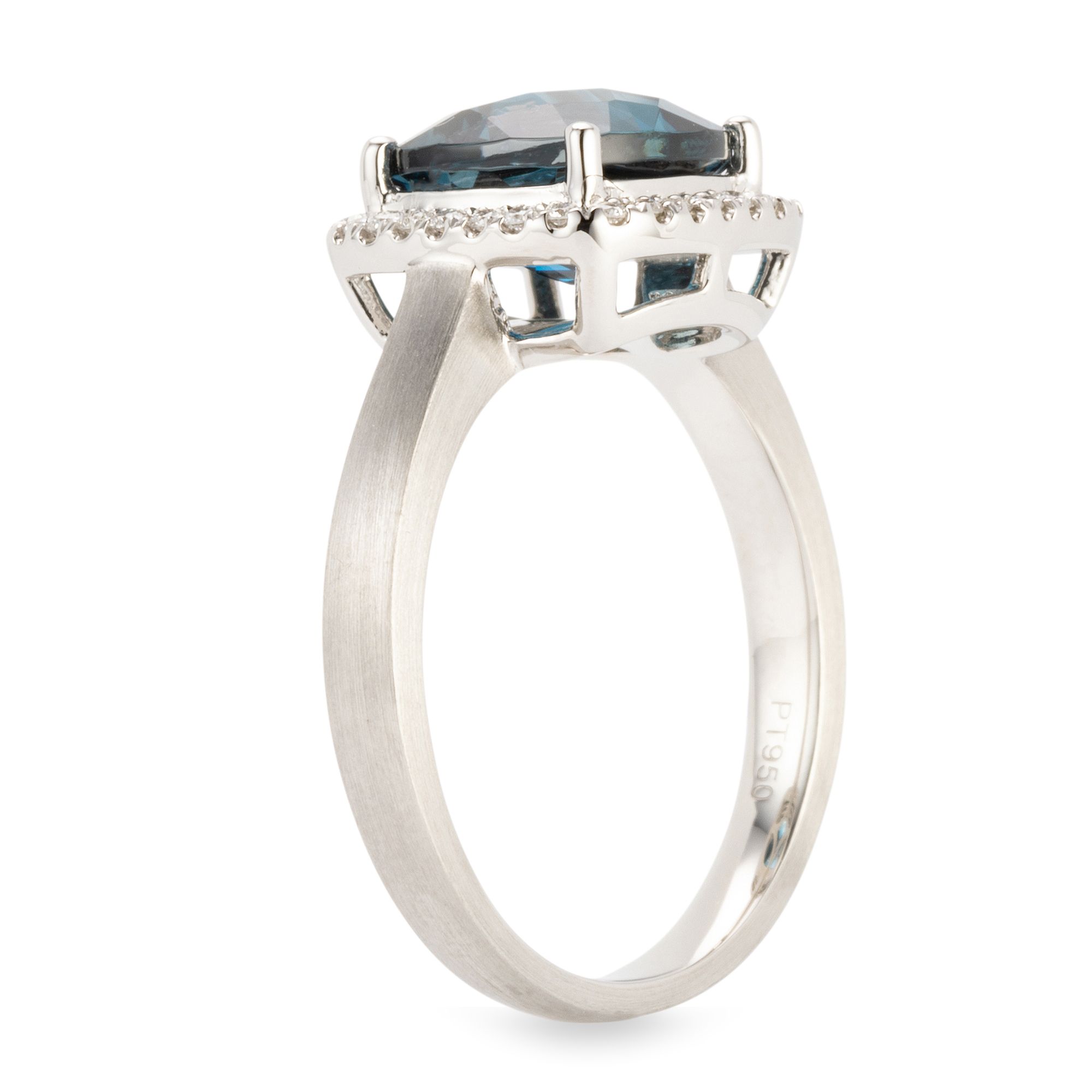 PLATINITY Entourage-Ring beh. Blautopas 3,00ct 28 Brillanten 0,15ct ...