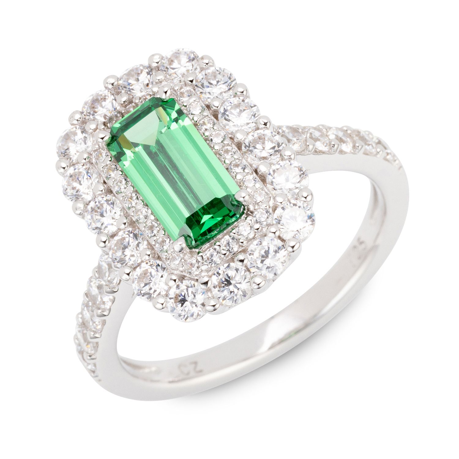 DIAMONIQUE® Ring = 4,07ct imit. Smaragd Silber rhodiniert - QVC.de