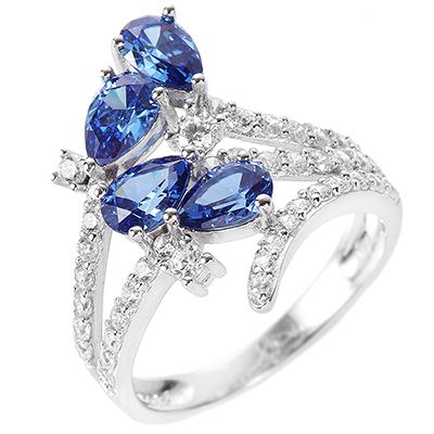 DIAMONIQUE ROYAL BLUE 46 Steine 2 67ct. Cocktail Ring Silber 925 rhodiniert QVC