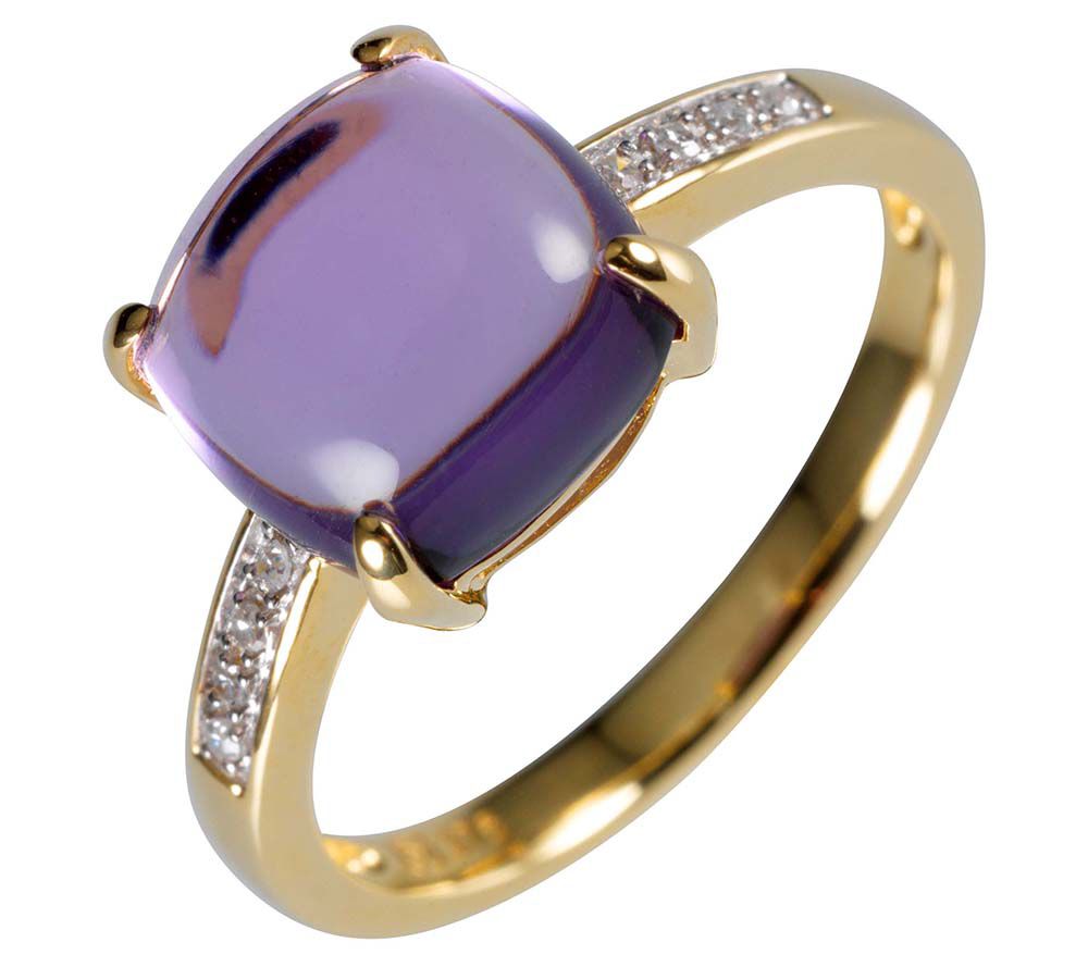 Amethyst Ring Cabochon 2,90ct Diamanten 0,04ct Gold 375 - QVC.de