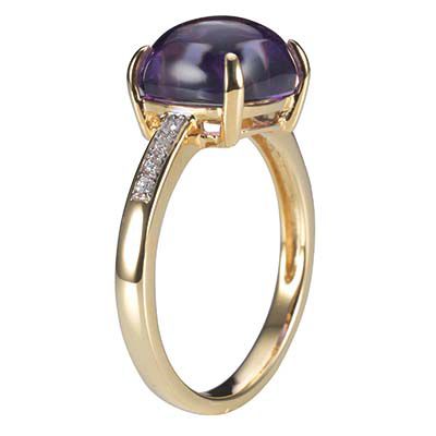 Amethyst Ring Cabochon 2,90ct Diamanten 0,04ct Gold 375 - QVC.de