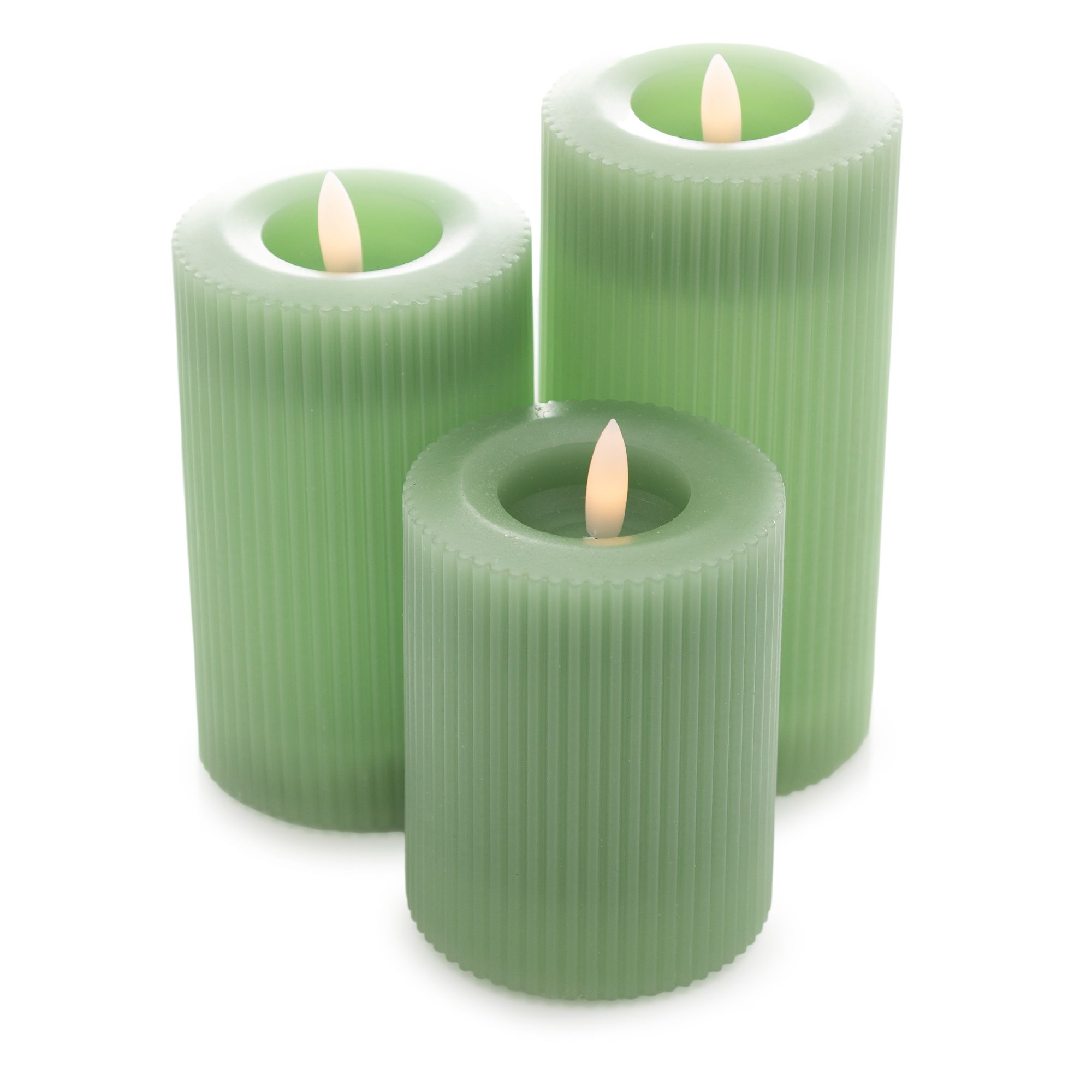 ELAMBIA 3 LED-Kerzen Rillen-Design Flamme Luma, Timer H. 11, 13,5 ...