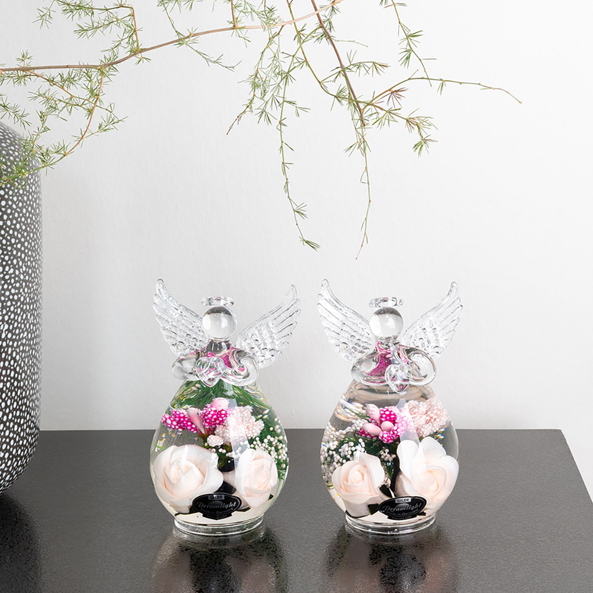 DREAMLIGHT 2 Deko-Engel ANGEL PETIT Design Little Rose Höhe 10cm, Ø 7cm ...