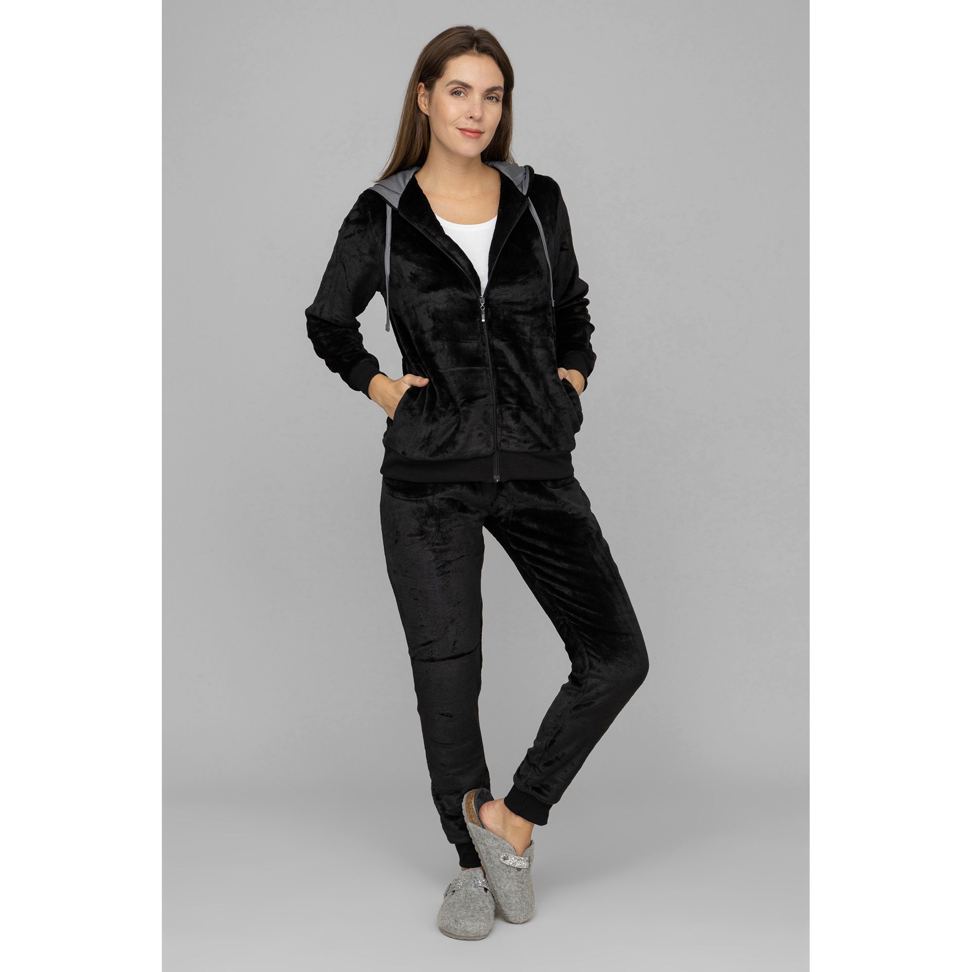 B-Ware MONT CHALET Damen-Hausanzug Mikrofaser Chinchilla schmaler ...