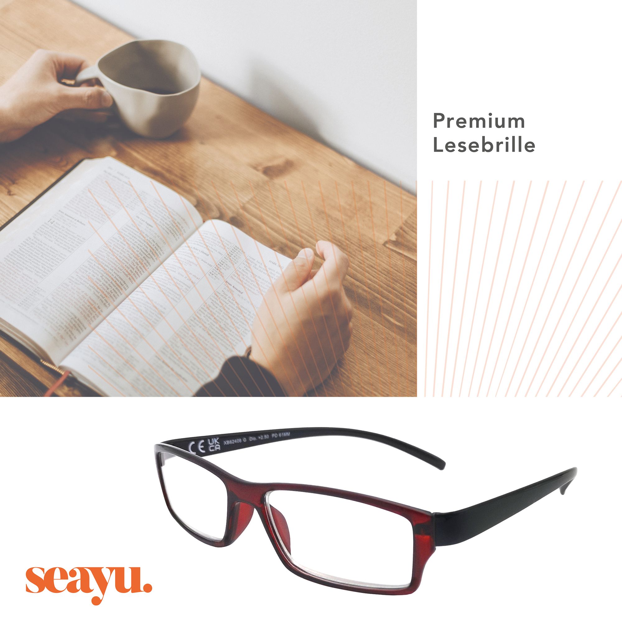 SEAYU. Lesebrille mit Halshalterung elastisch & bequem inkl. Tuch ...