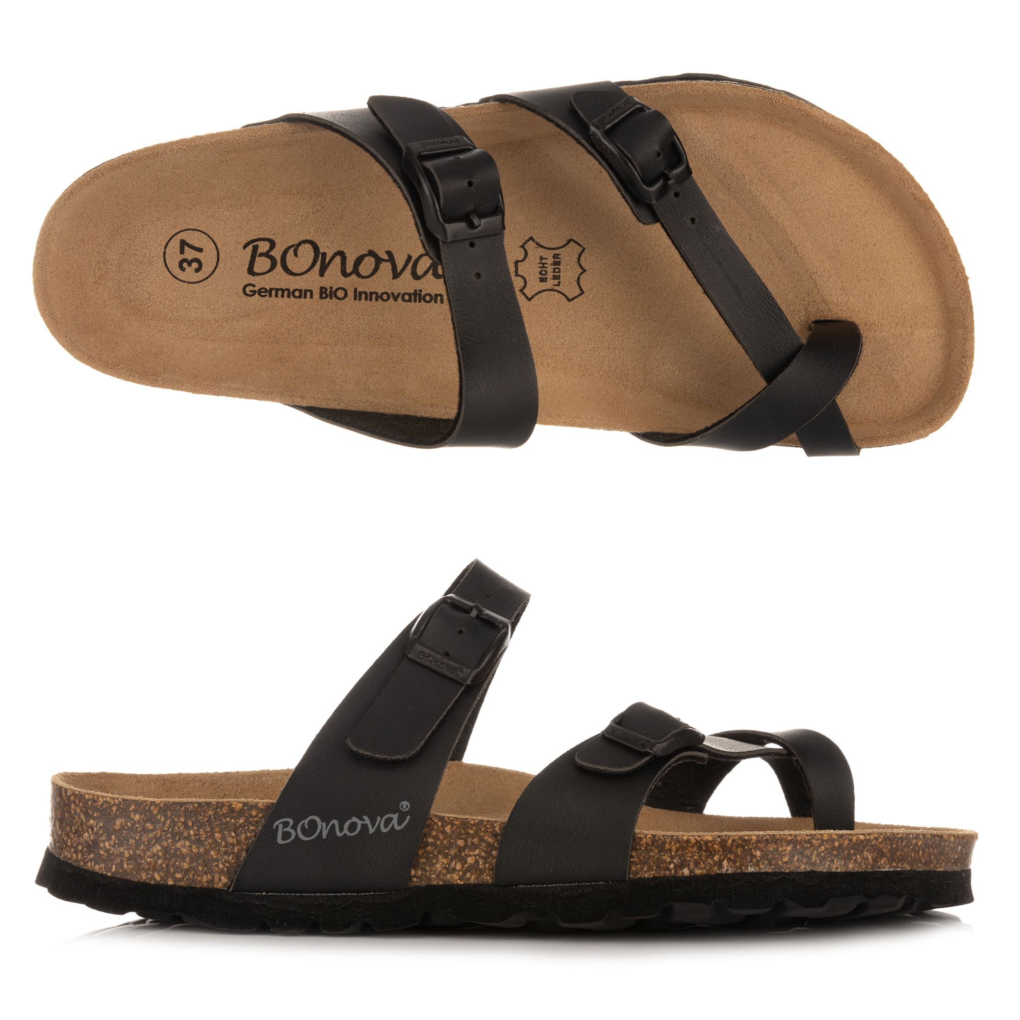 B-Ware BONOVA Tieffußbett-Sandale echt Leder - QVC.de
