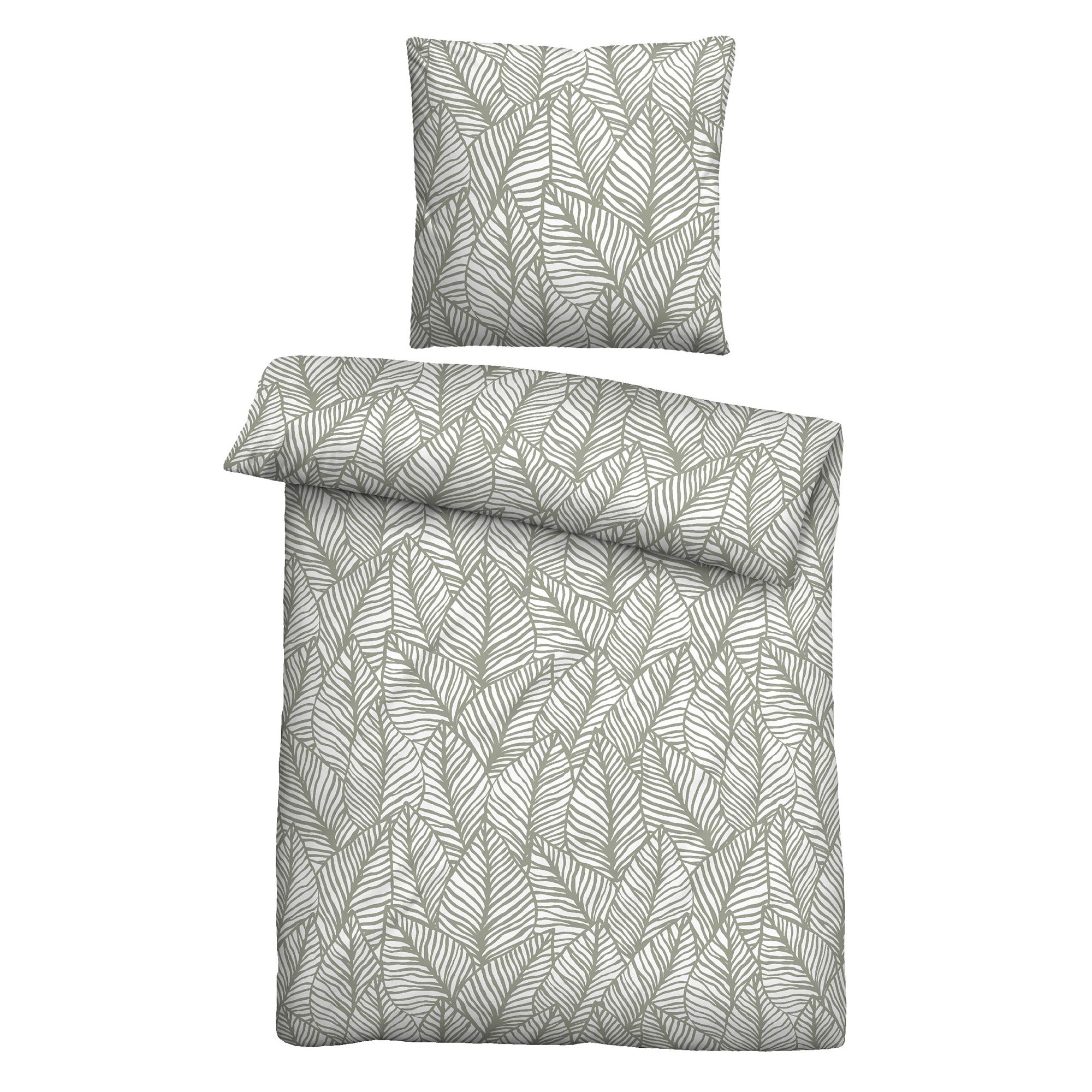 Castell® Bettwäsche Blätter-Design Baumwoll Feinbiber Einzelbett, 2tlg ...