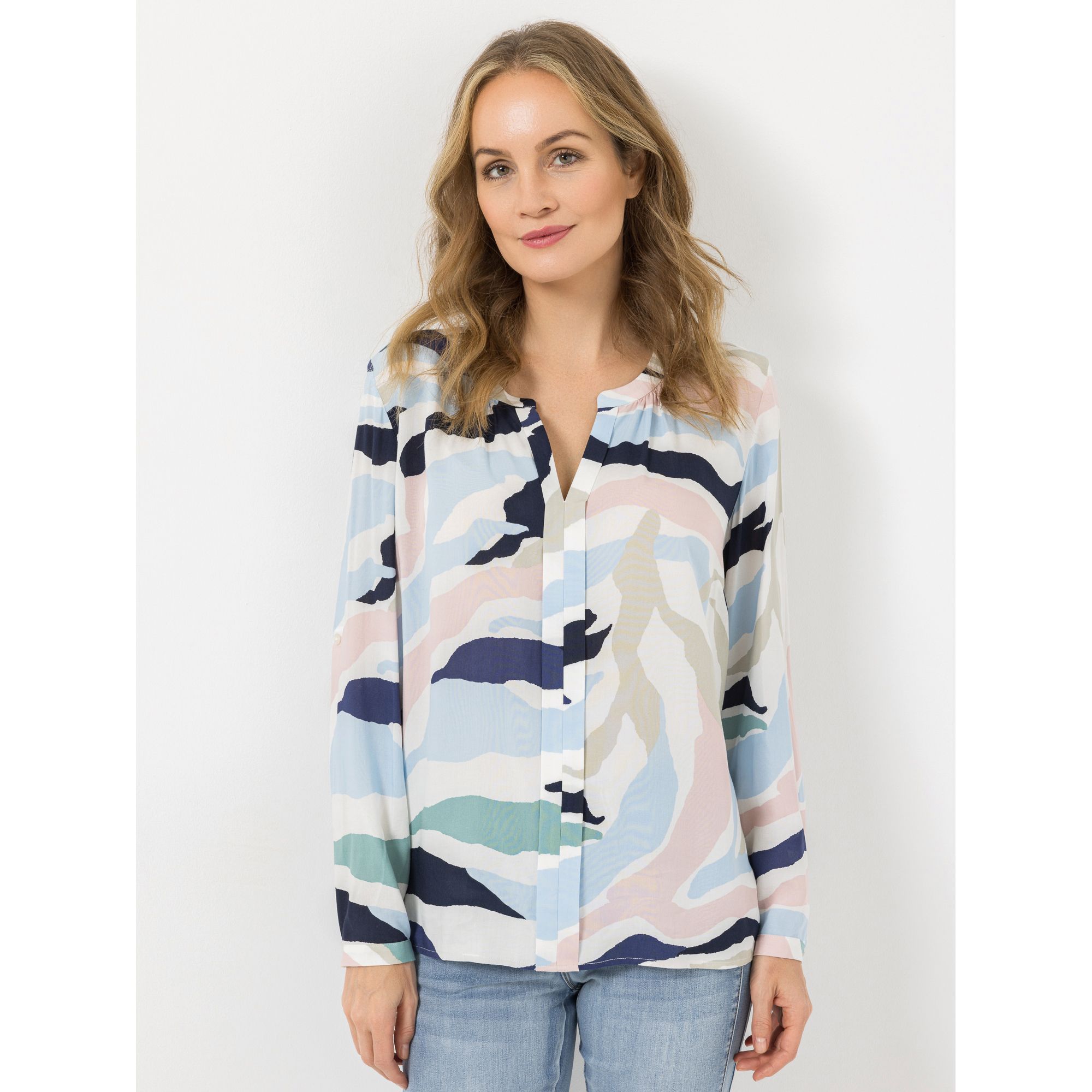 B-Ware DINE 'N' DANCE Bluse, 1/1 Arm Zierfalte Allover-Druck - QVC.de