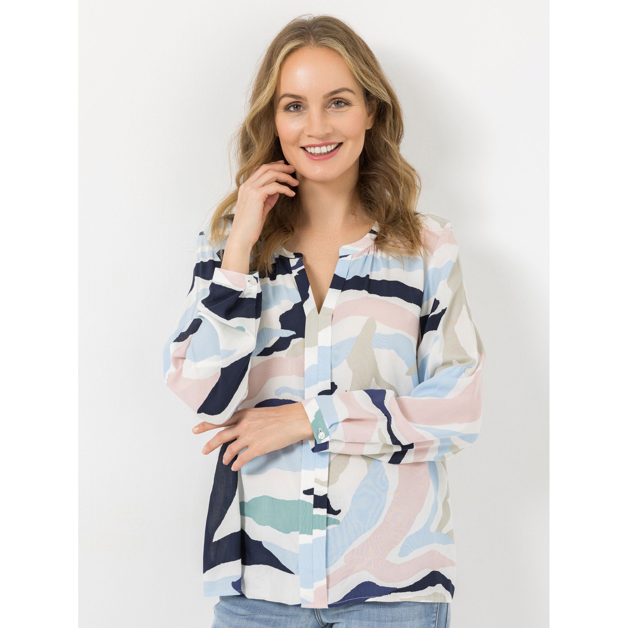 B-Ware DINE 'N' DANCE Bluse, 1/1 Arm Zierfalte Allover-Druck - QVC.de