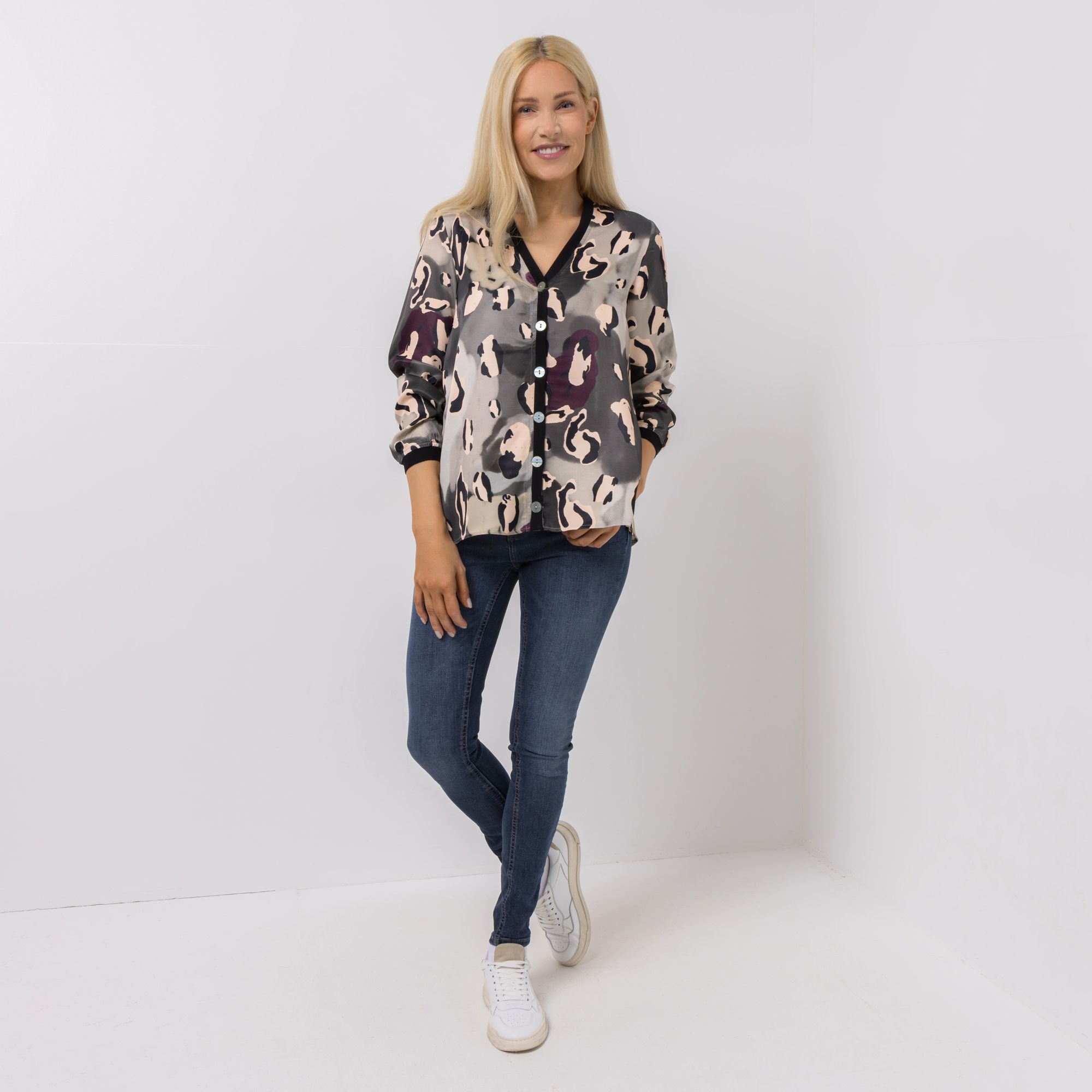 B-Ware DINE 'N' DANCE Bluse, 1/1-Arm V-Ausschnitt Knopfleiste - QVC.de