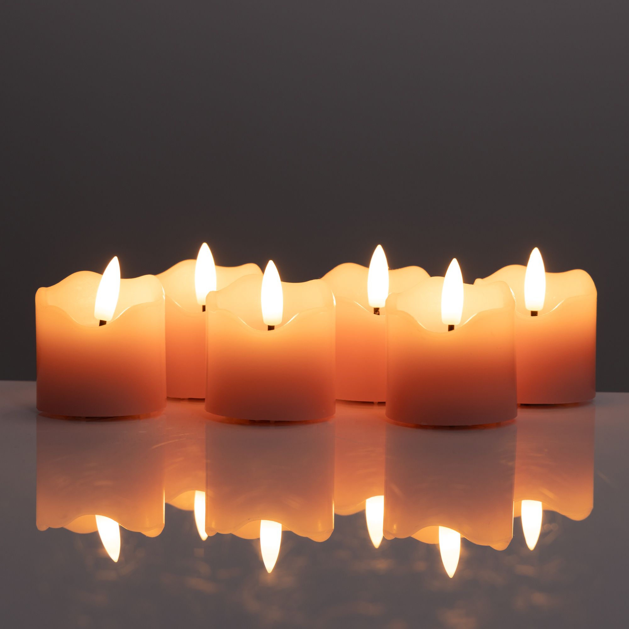 B-Ware ELAMBIA 6 LED-Votivkerzen geschwungener Rand Flamme Luma, Timer ...