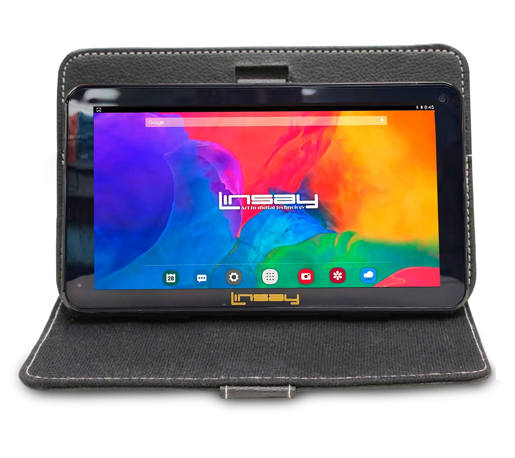LINSAY 7" Tablet 64GB Bundle w/ Blue Leather Case Android 13 - QVC.com