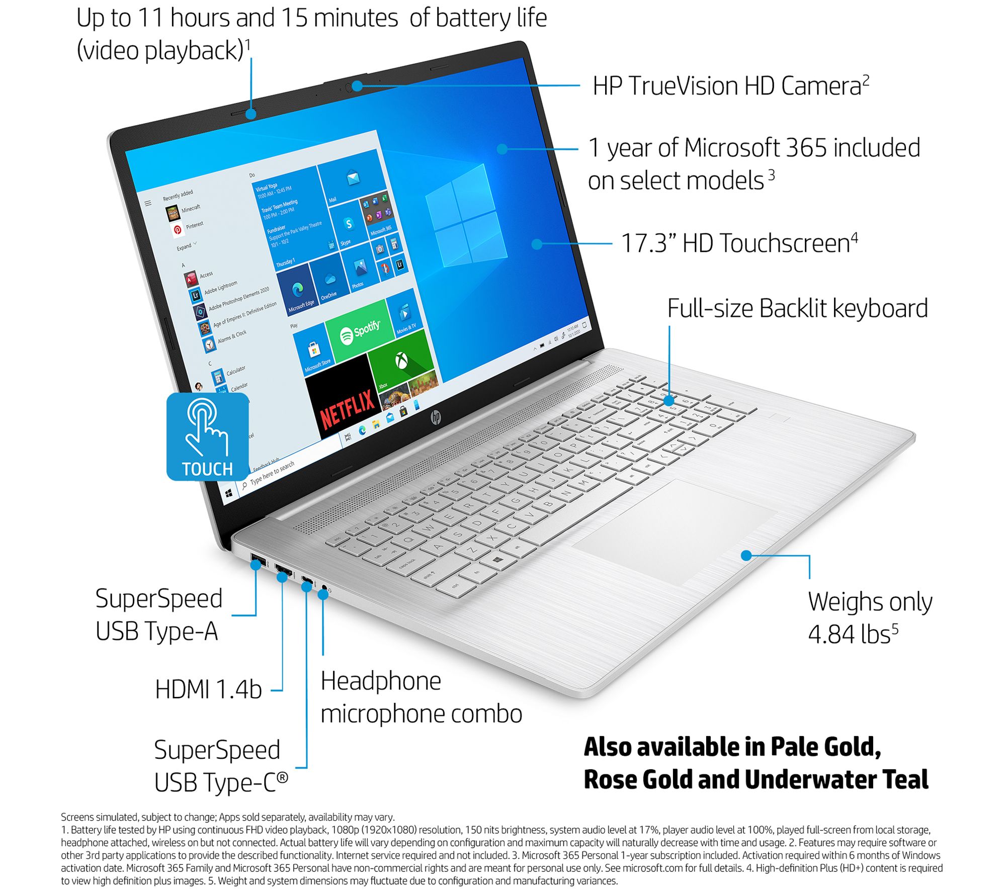 (QVC) HP 17" Touch Laptop Intel i3 8GB 512GB SSD with Voucher & HP Tech ...