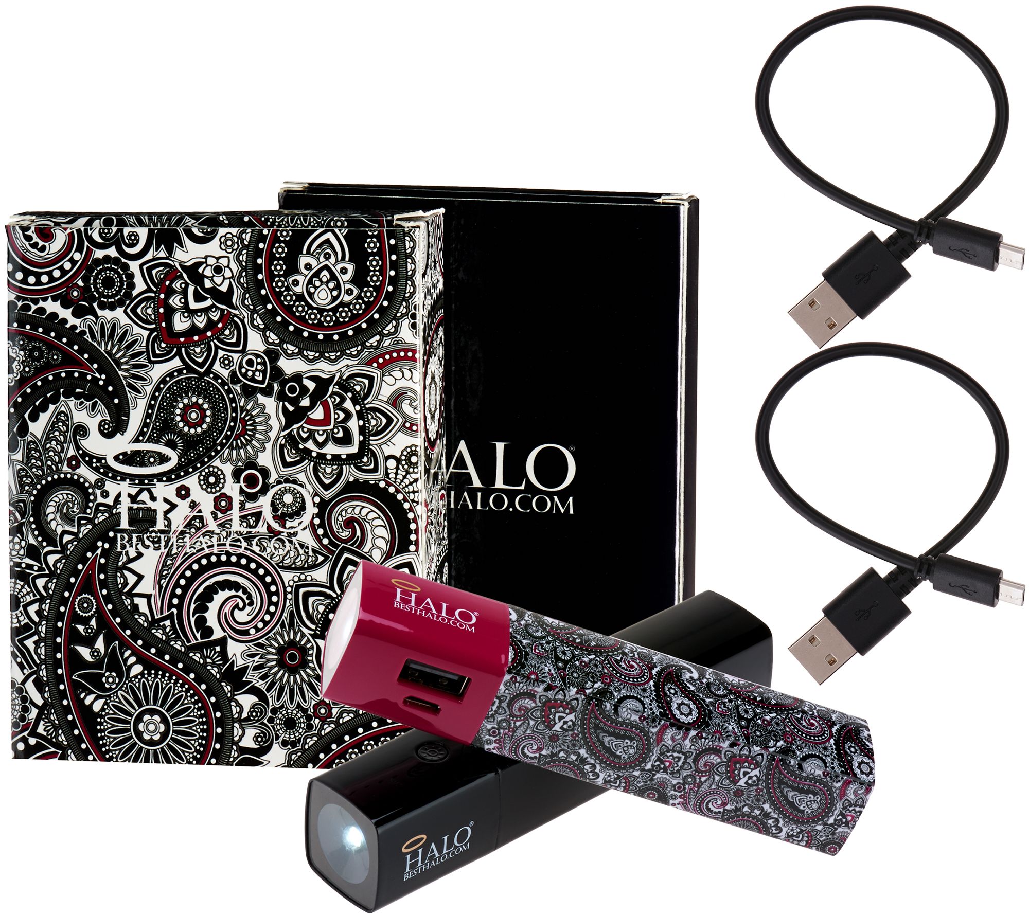 Halo Set of 2 Shine 3000 mAh Portable Chargers with Flashlight - QVC.com